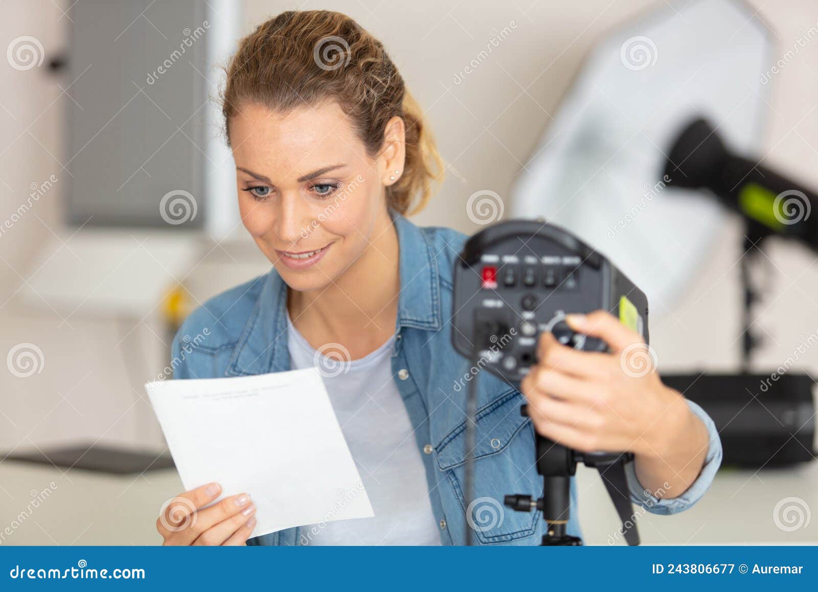 Portrait Female Photographer in Studio Stock Image - Image of studio ...