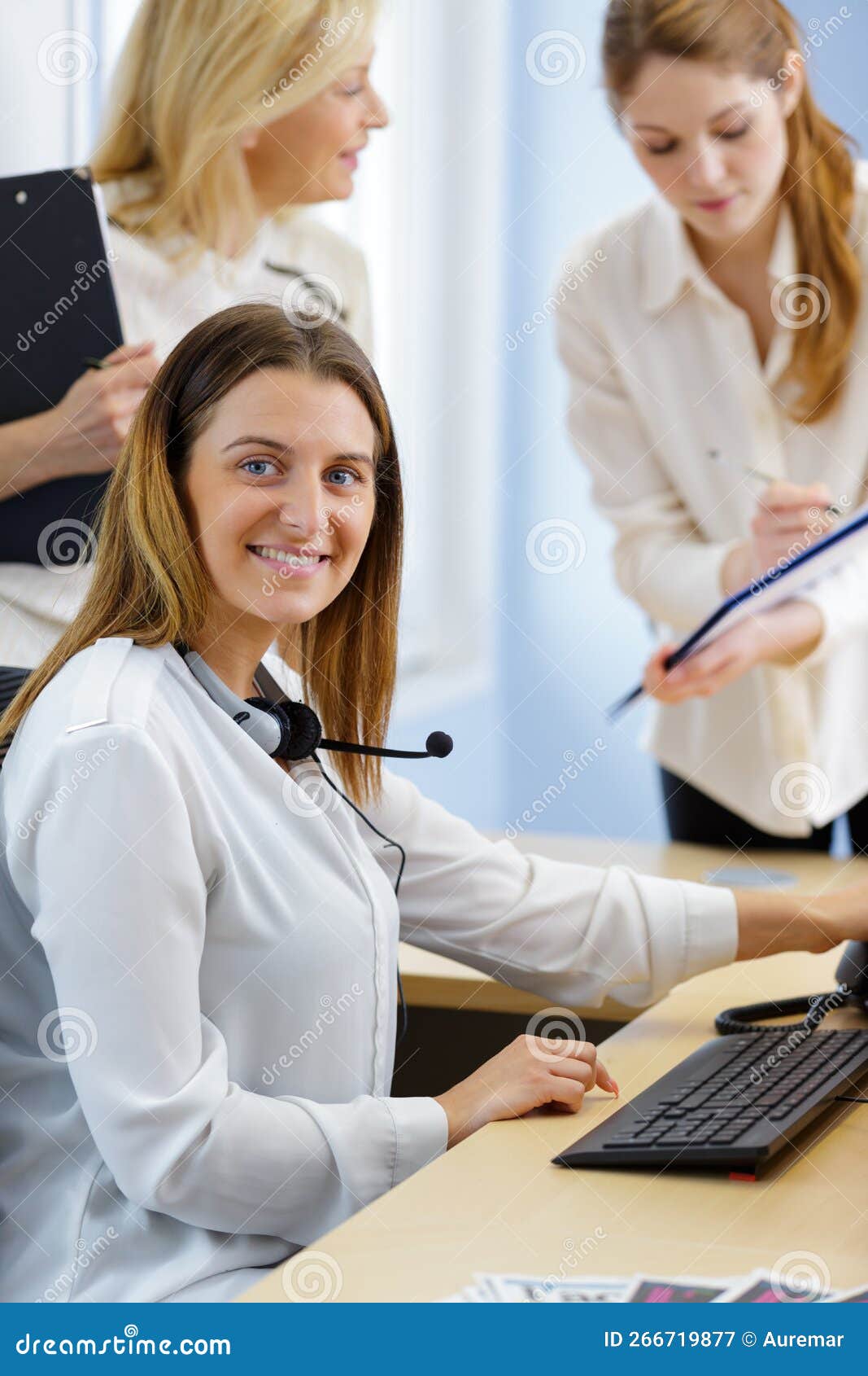 Portrait Female Receptionist Stock Image - Image of smart, customer ...