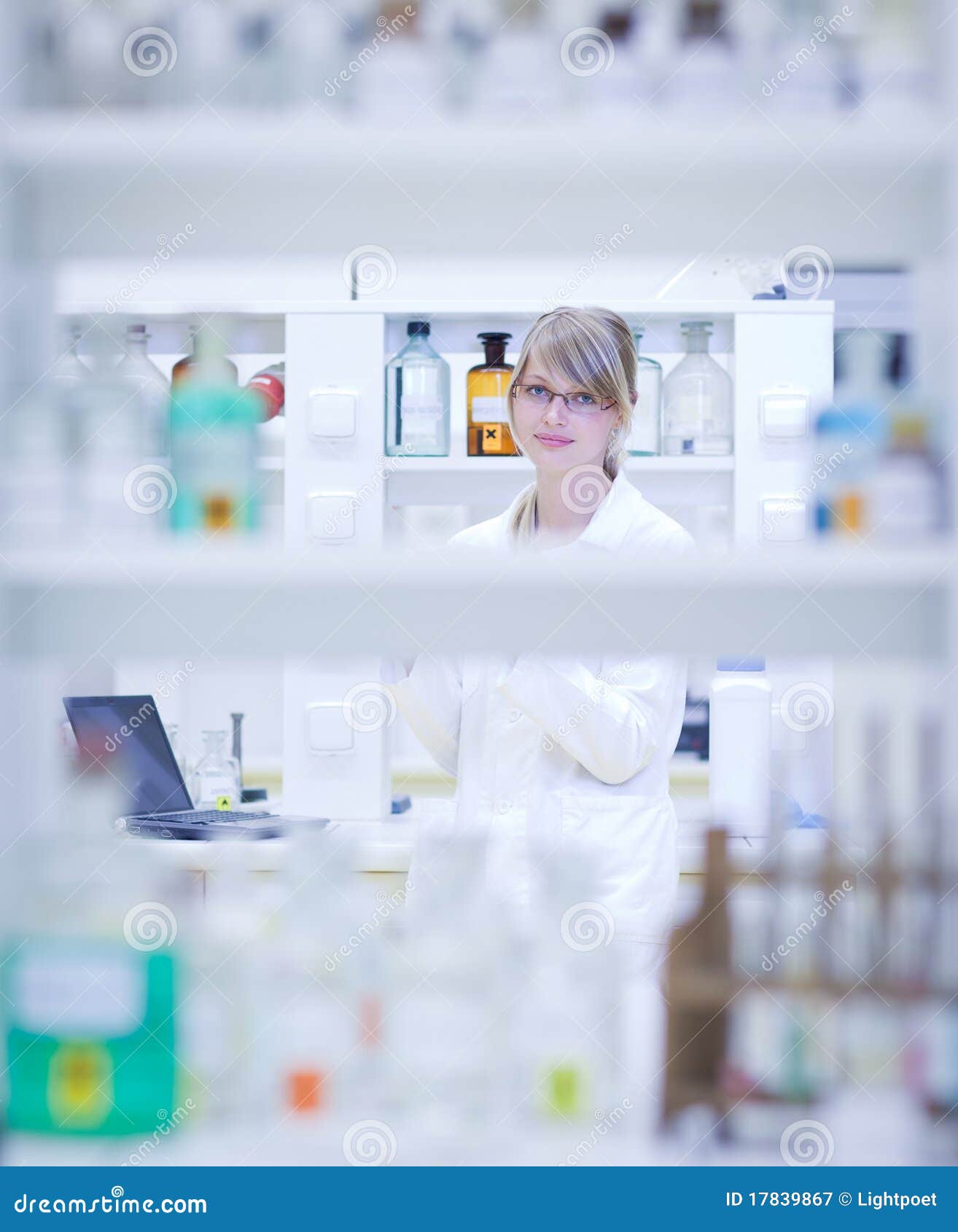 Portrait of a Female Researcher Doing Research Stock Image - Image of ...