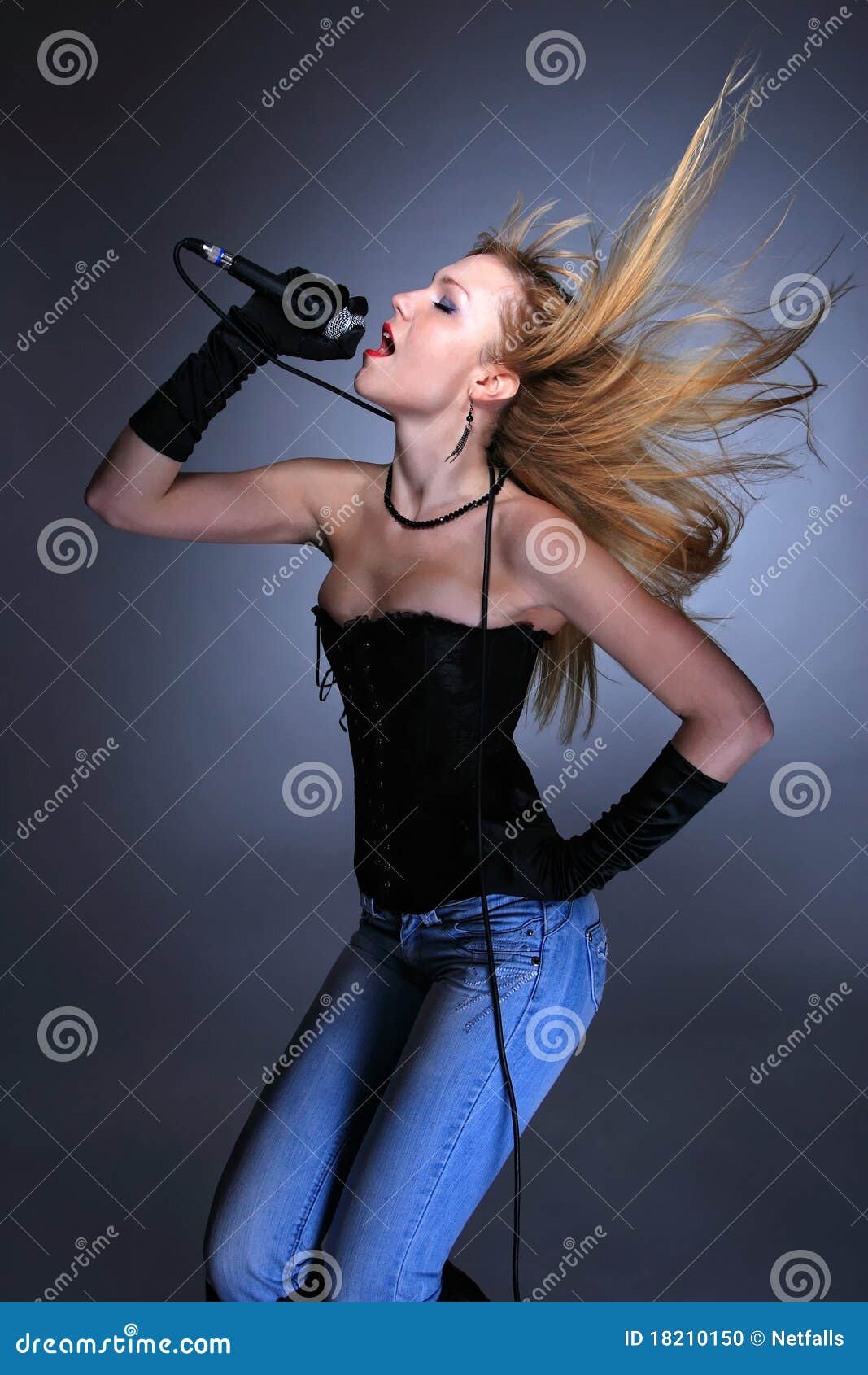 Portrait of Female Rock Singer Stock Photo - Image of cute, karaoke ...