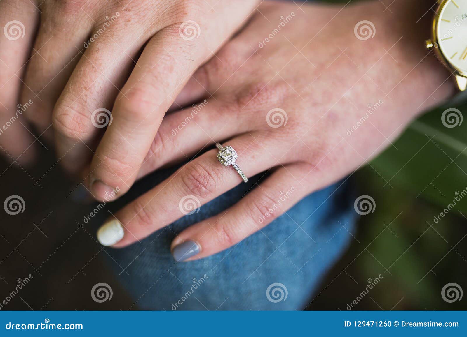 Portrait of Female`s Engagement Ring Stock Photo - Image of sunset ...