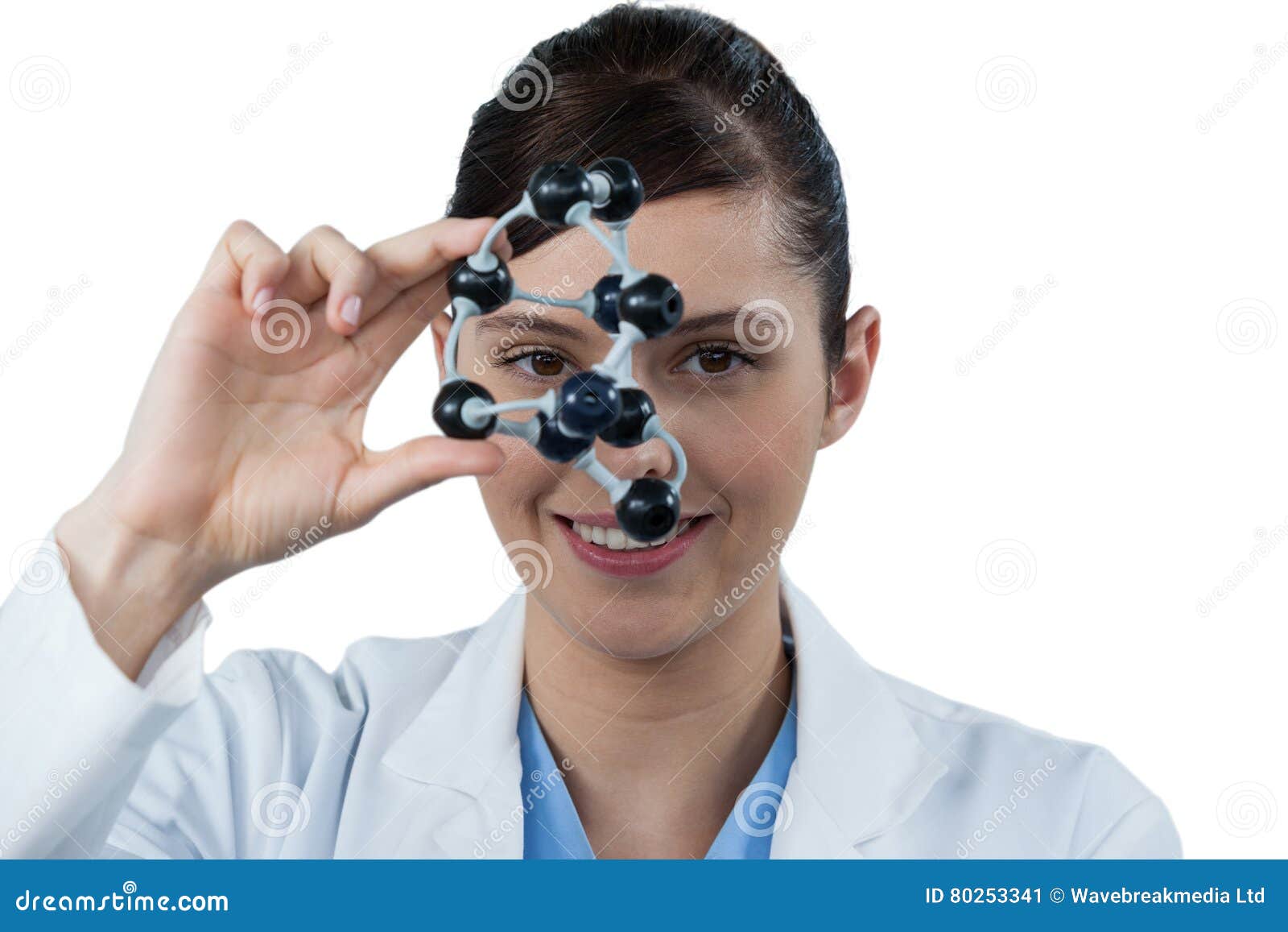 Portrait of Female Scientist Holding Molecular Model Stock Image ...