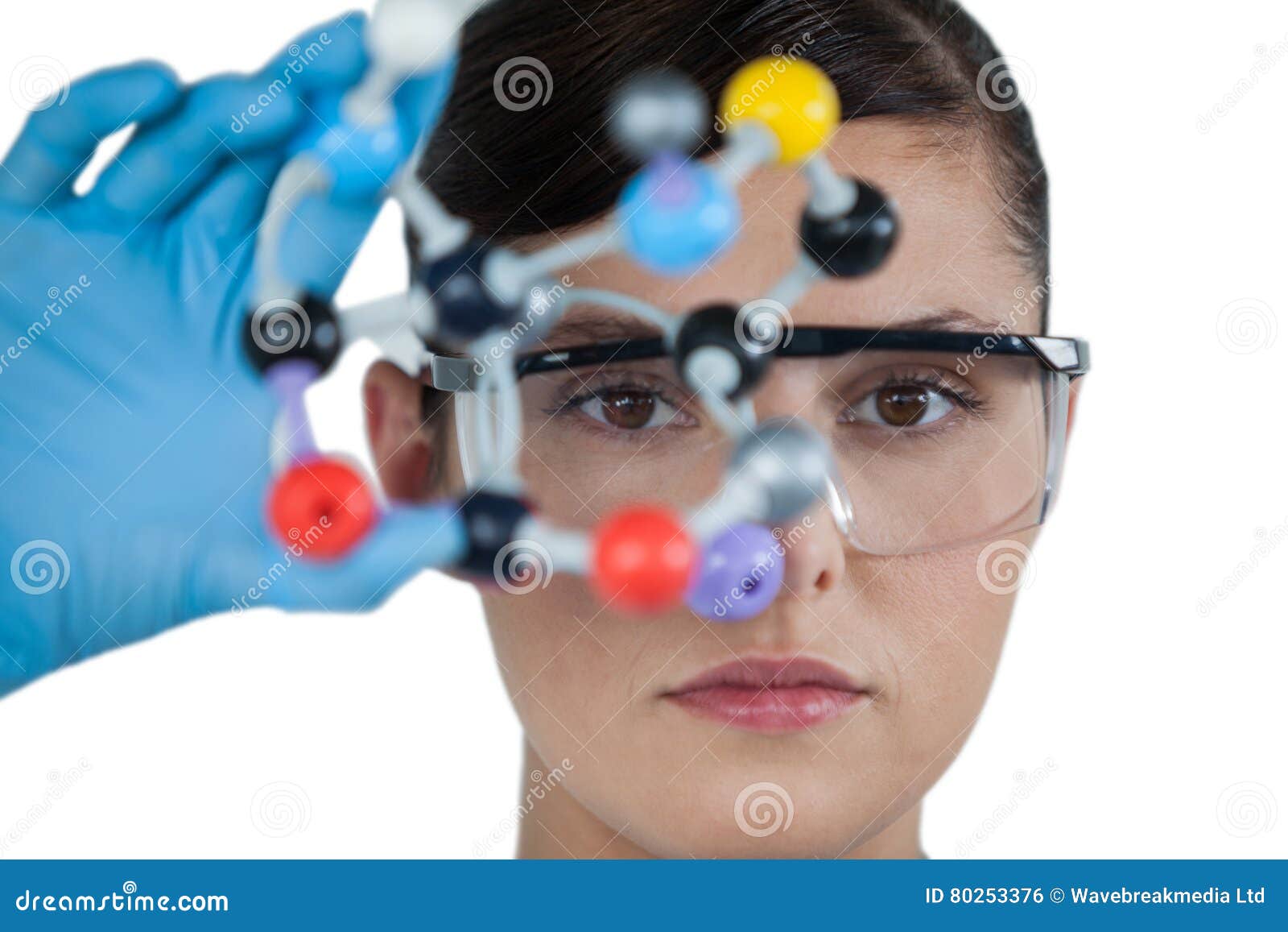 Portrait of Female Scientist Holding Molecular Model Stock Photo ...