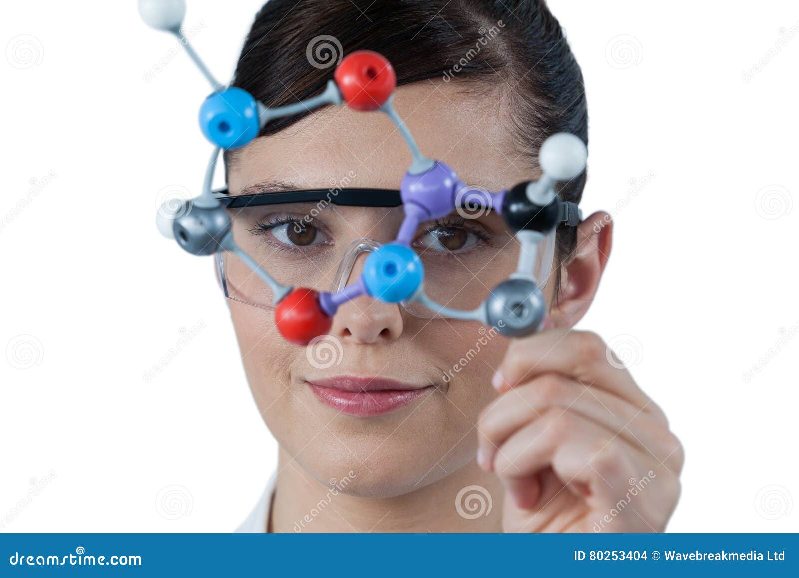 Portrait of Female Scientist Holding Molecular Model Stock Photo ...