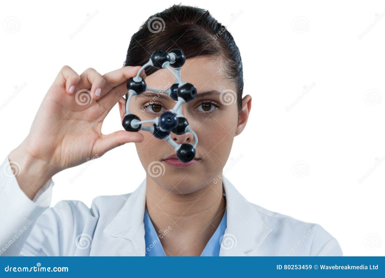 Portrait of Female Scientist Holding Molecular Model Stock Image ...