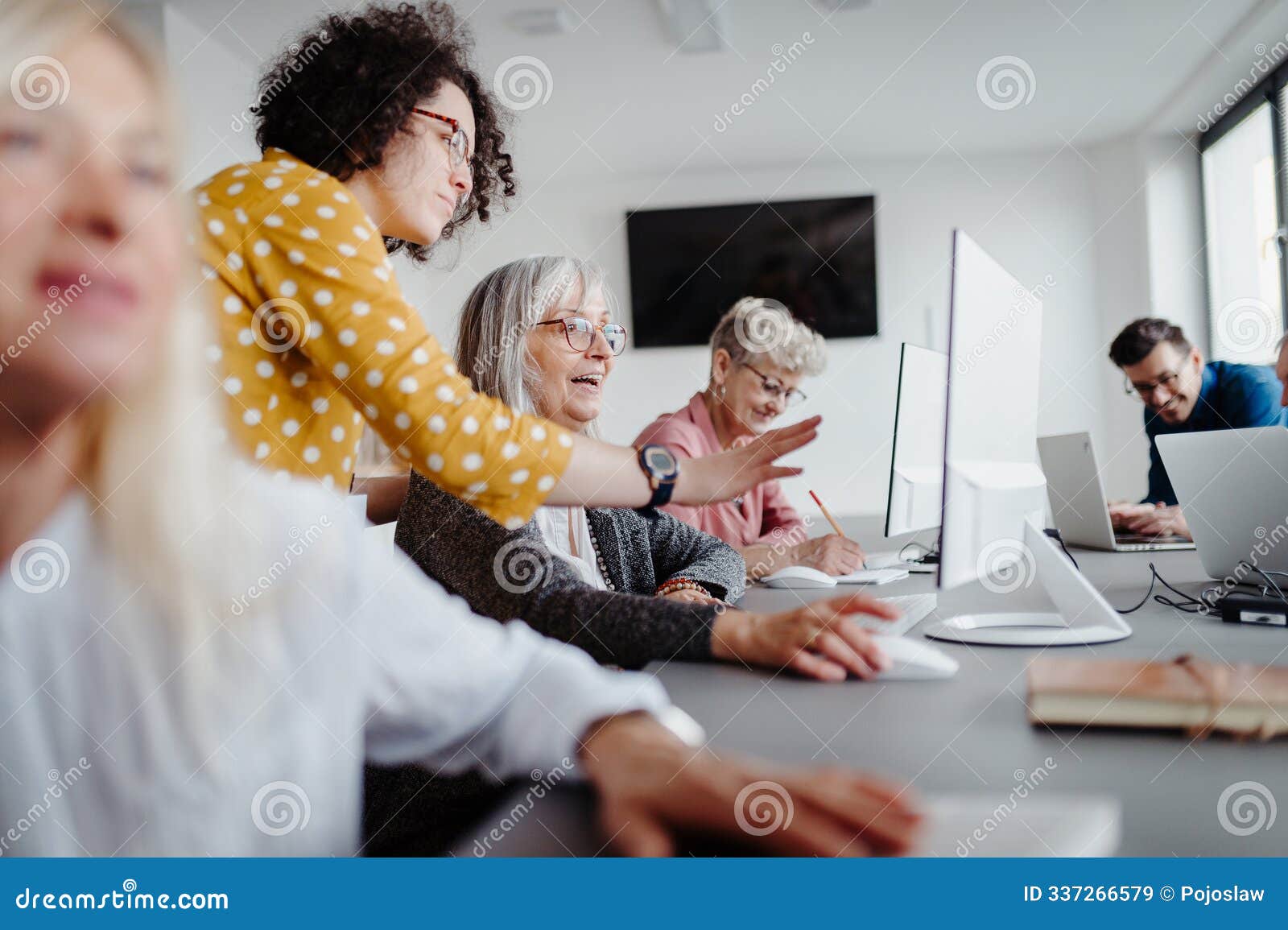 Portrait of Female Senior Students Learning How To Work with Digital ...