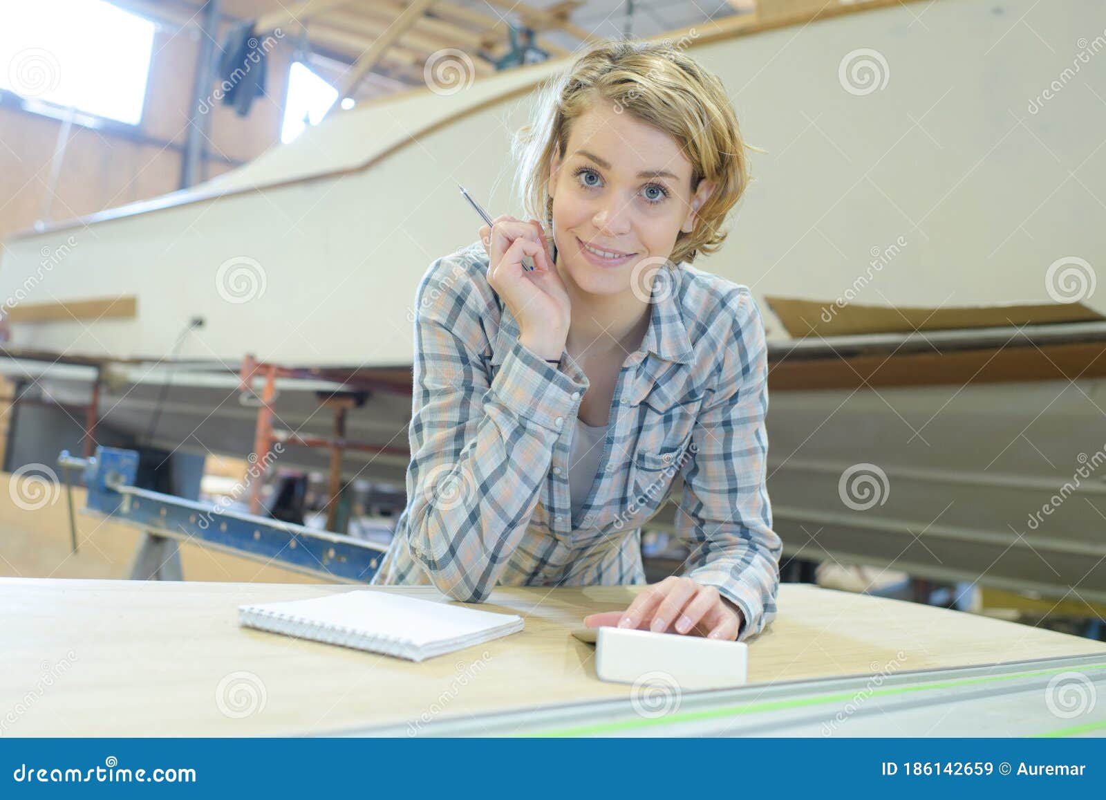Portrait Female Shipwright Builder Stock Image - Image of technical ...