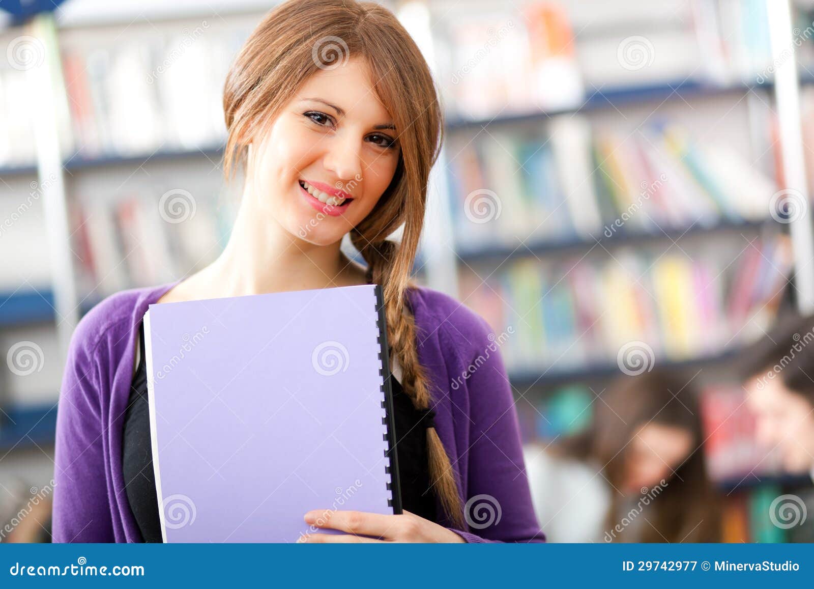 Female Student in a Library Stock Image - Image of caucasian, education ...