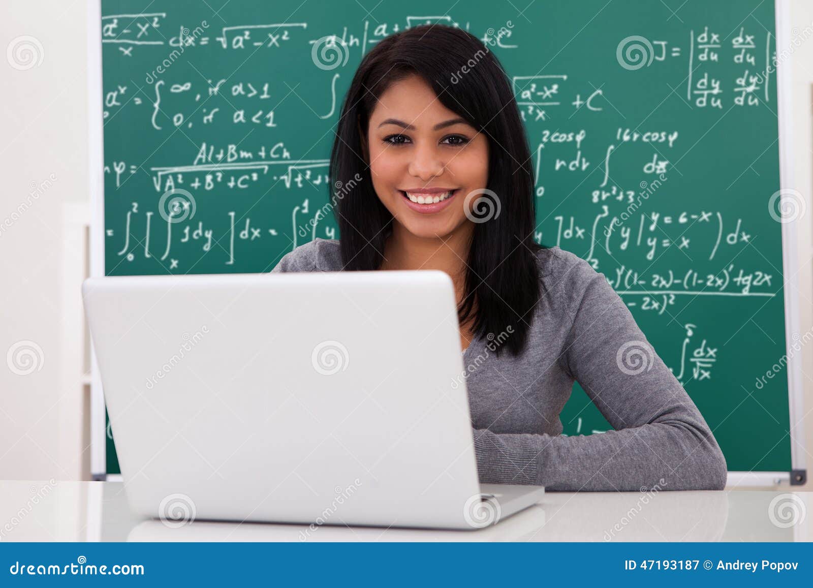 Portrait of Female Student Using Laptop Stock Image - Image of american ...