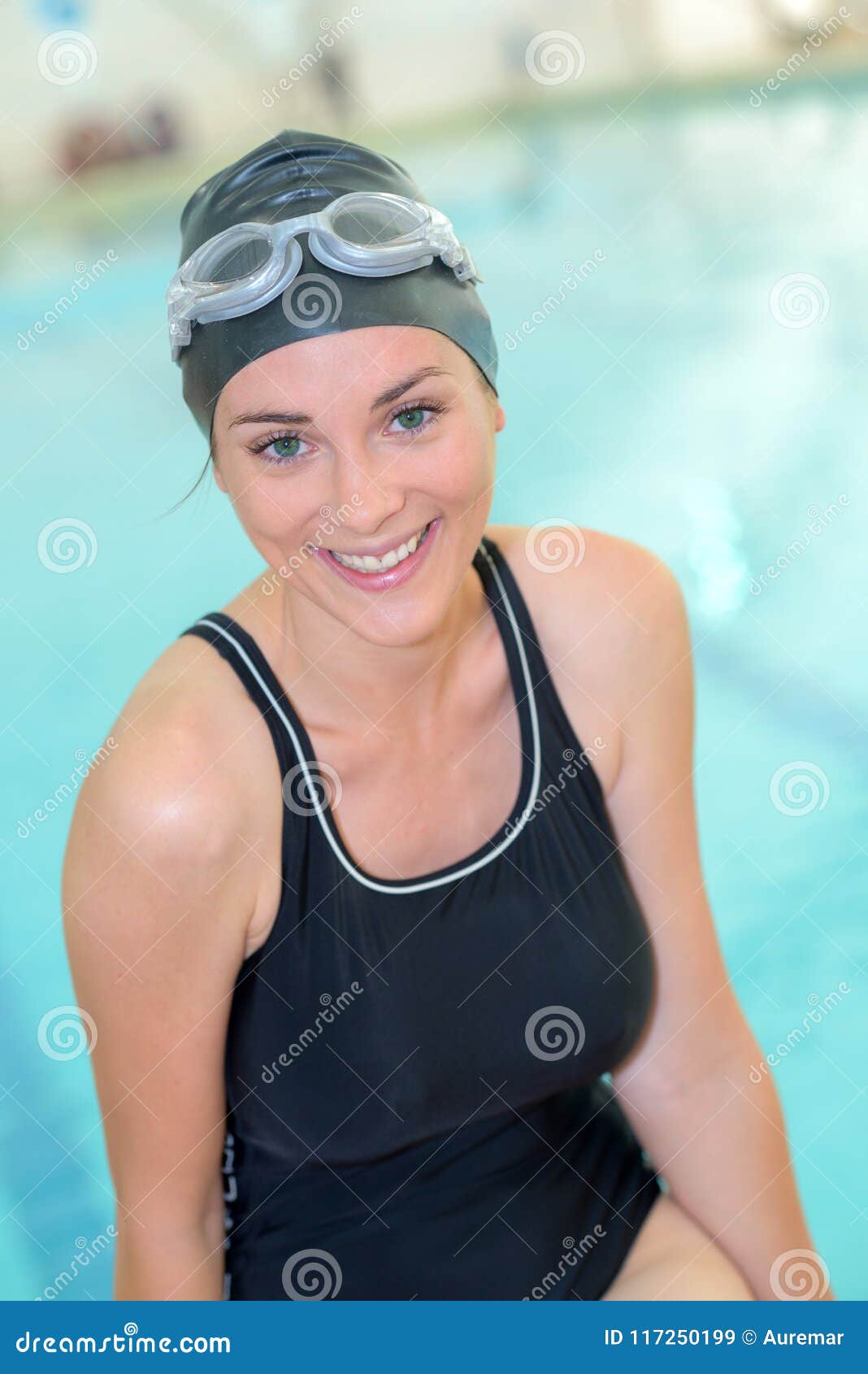 Portrait of female swimmer stock image. Image of portrait - 117250199