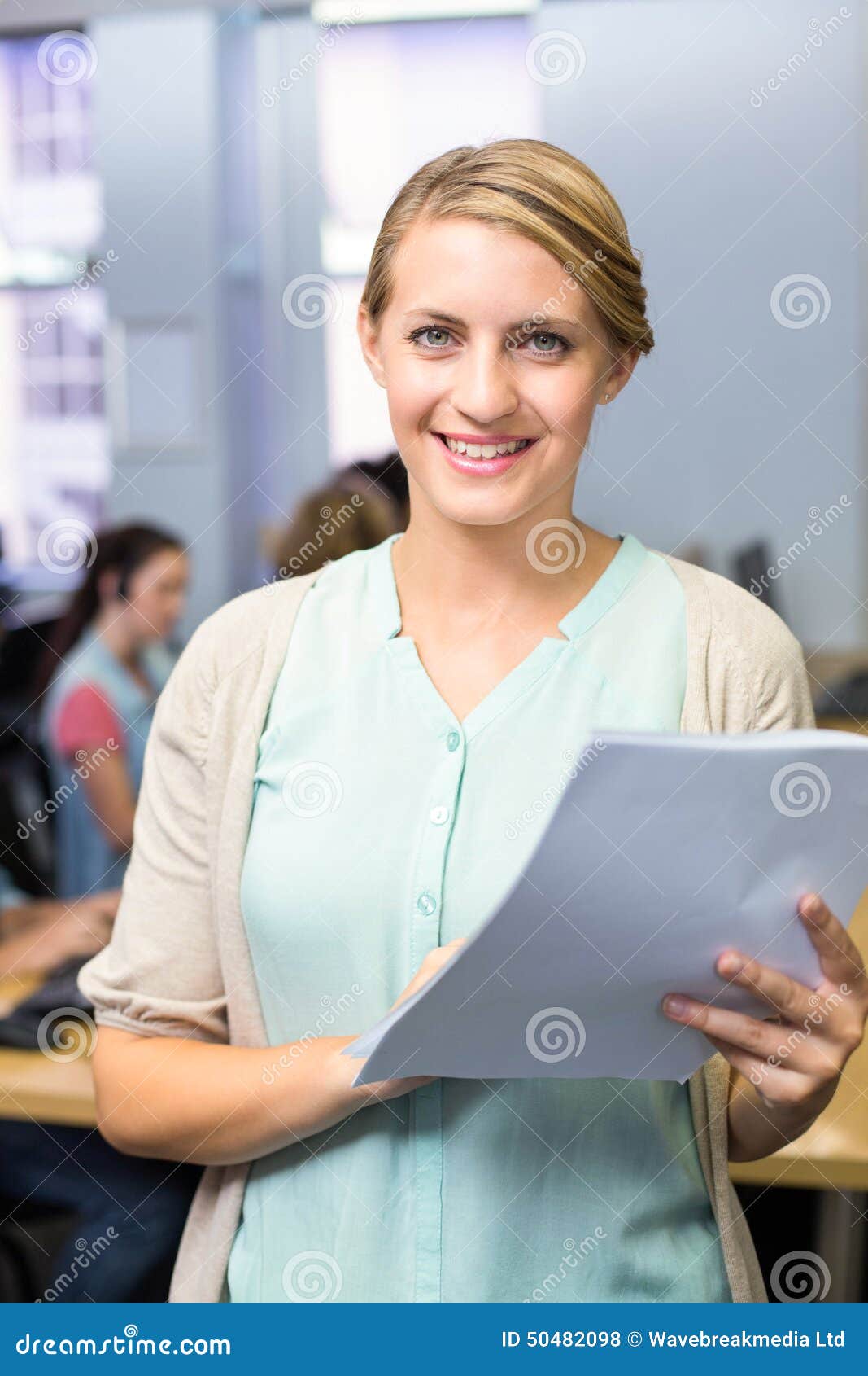 Portrait of Female Teacher Holding Document Stock Photo - Image of ...