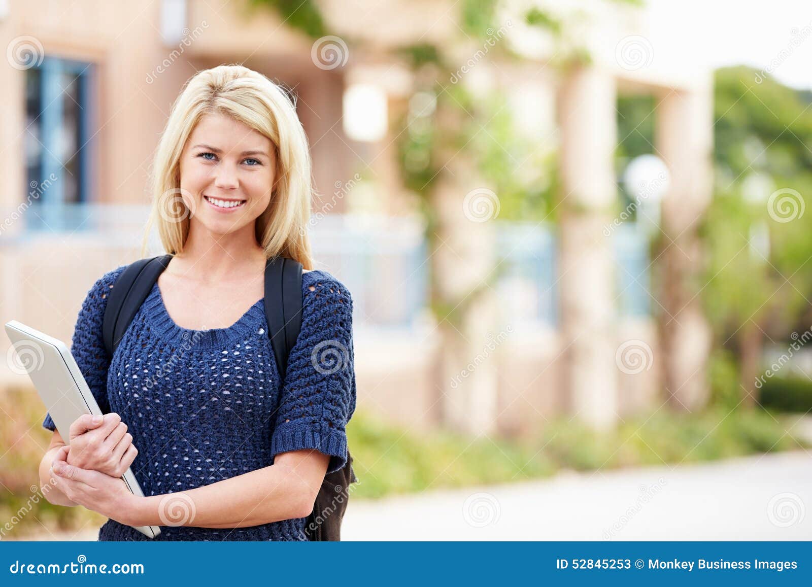 Portrait of Female University Student Outdoors on Campus Stock Image ...