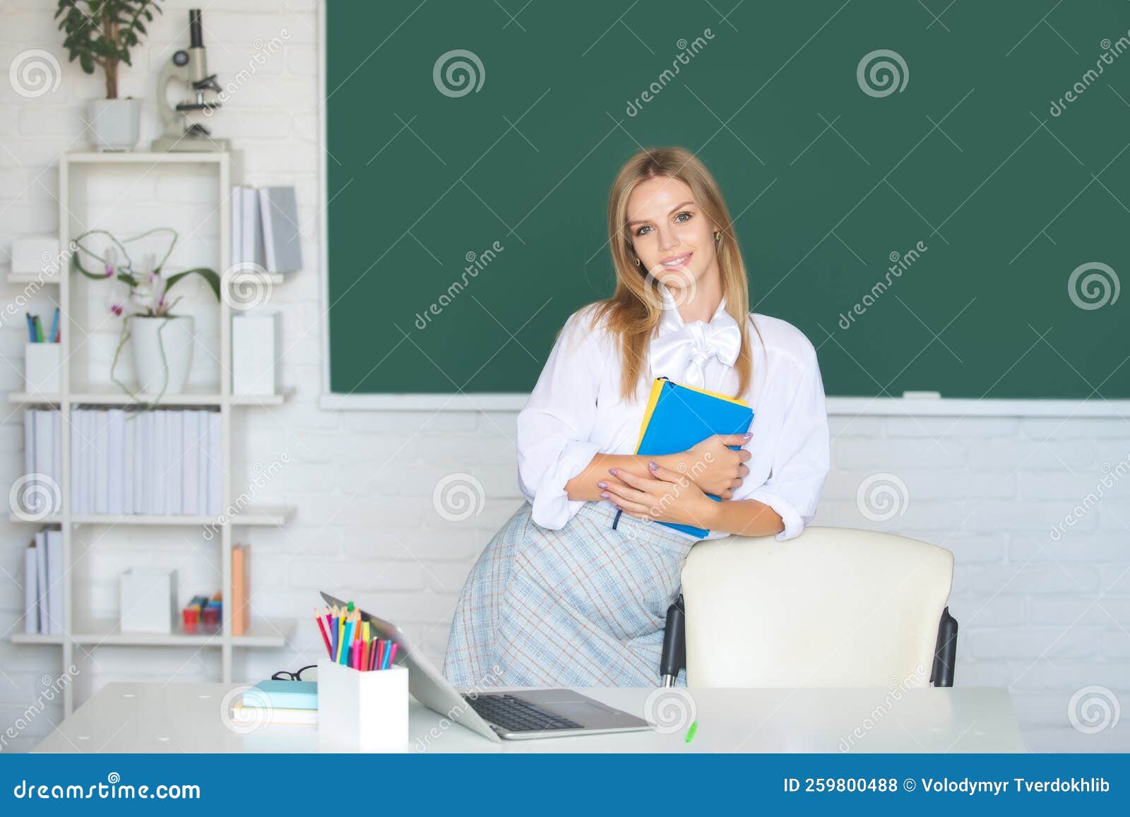 Portrait of Female University Student Study Lesson at School or ...