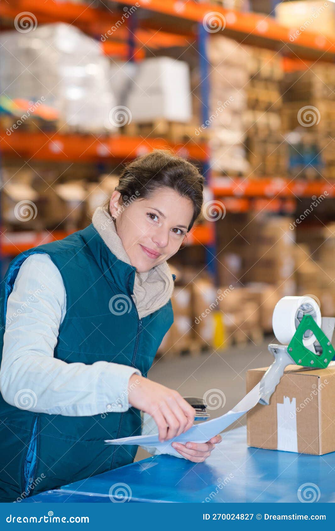 Portrait Female Warehouse Worker Stock Image - Image of three, length ...