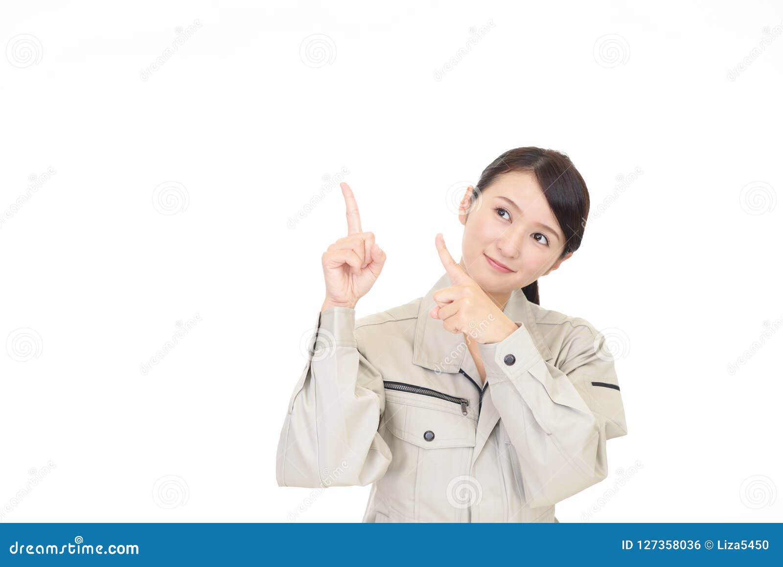 Female worker pointing stock photo. Image of communication - 127358036