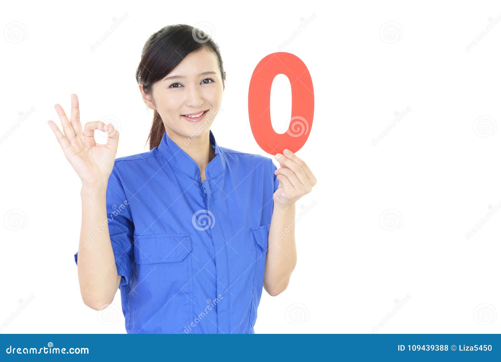 Smiling Female Worker with a Number Stock Photo - Image of beauty ...