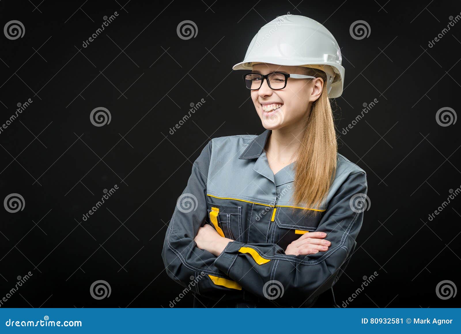 Portrait of a Female Worker Stock Image - Image of background, language ...