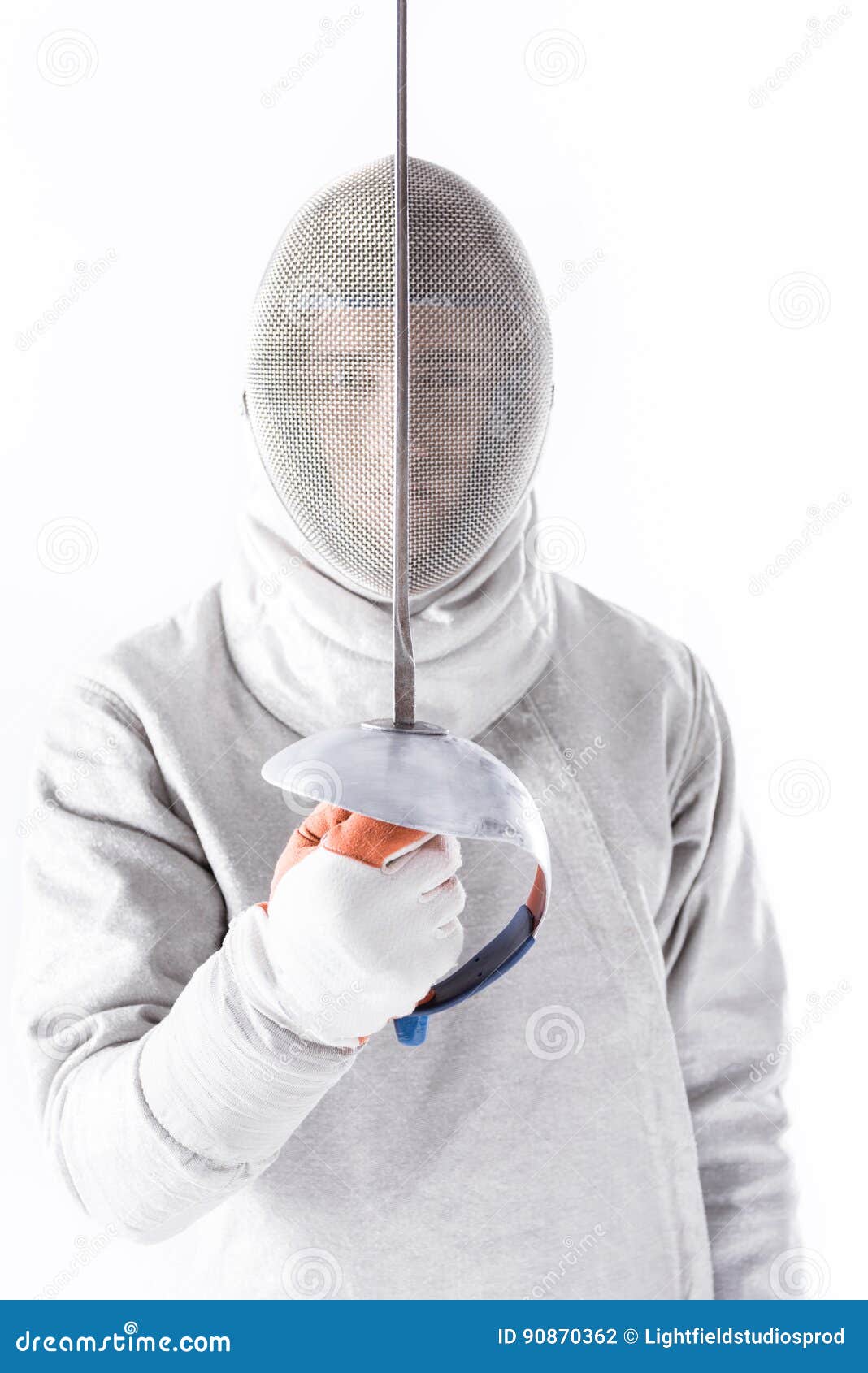 Portrait of Fencer in Uniform Holding Rapier in Hand Stock Photo ...
