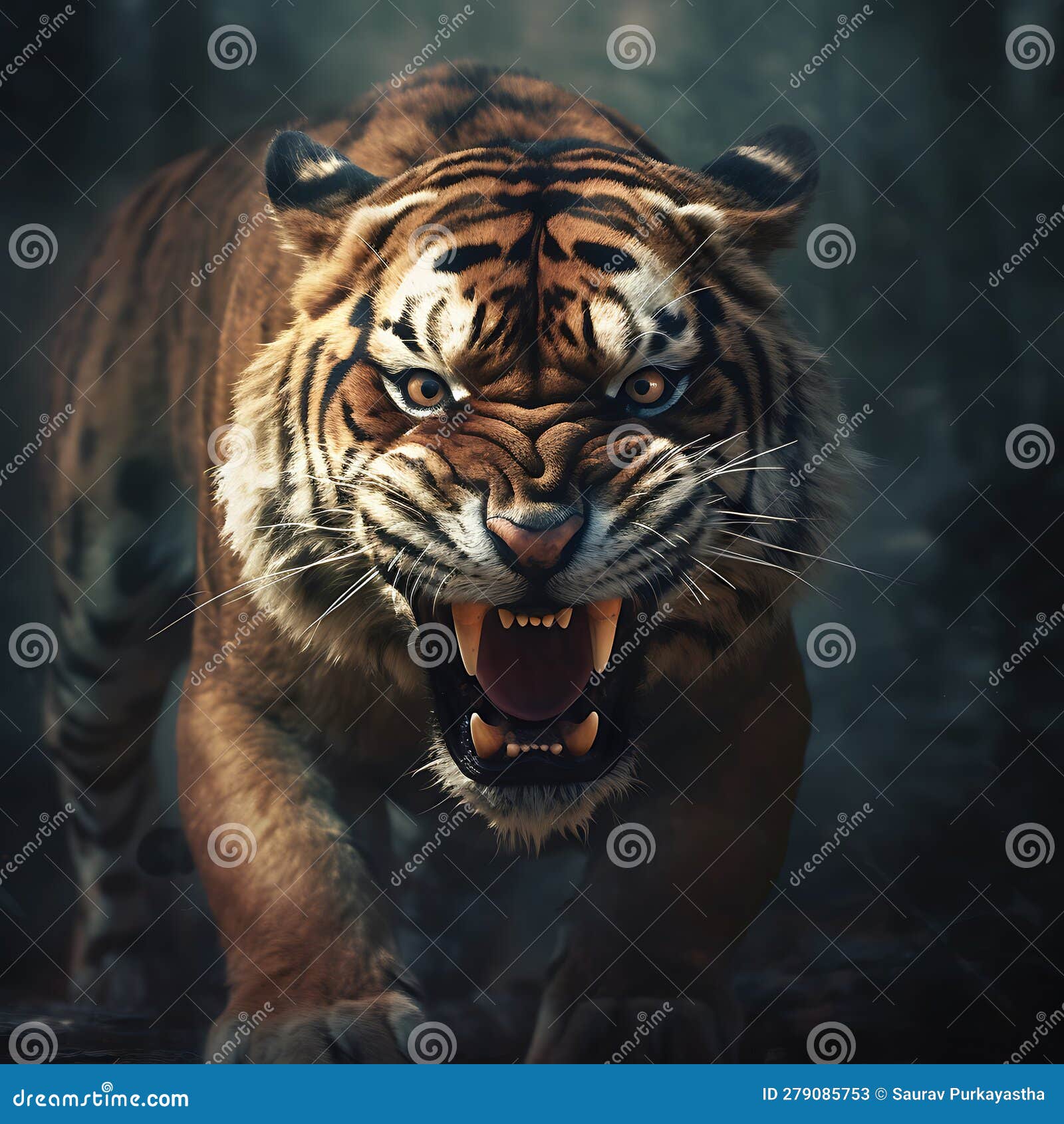 Portrait of a Ferocious Looking Tiger Stock Illustration - Illustration ...