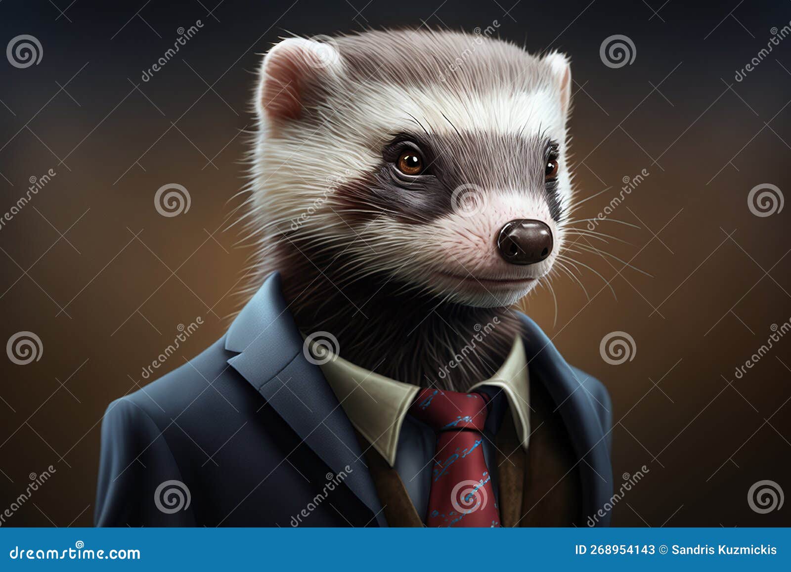 Portrait of Ferret in a Business Suit. Generative AI Stock Illustration ...
