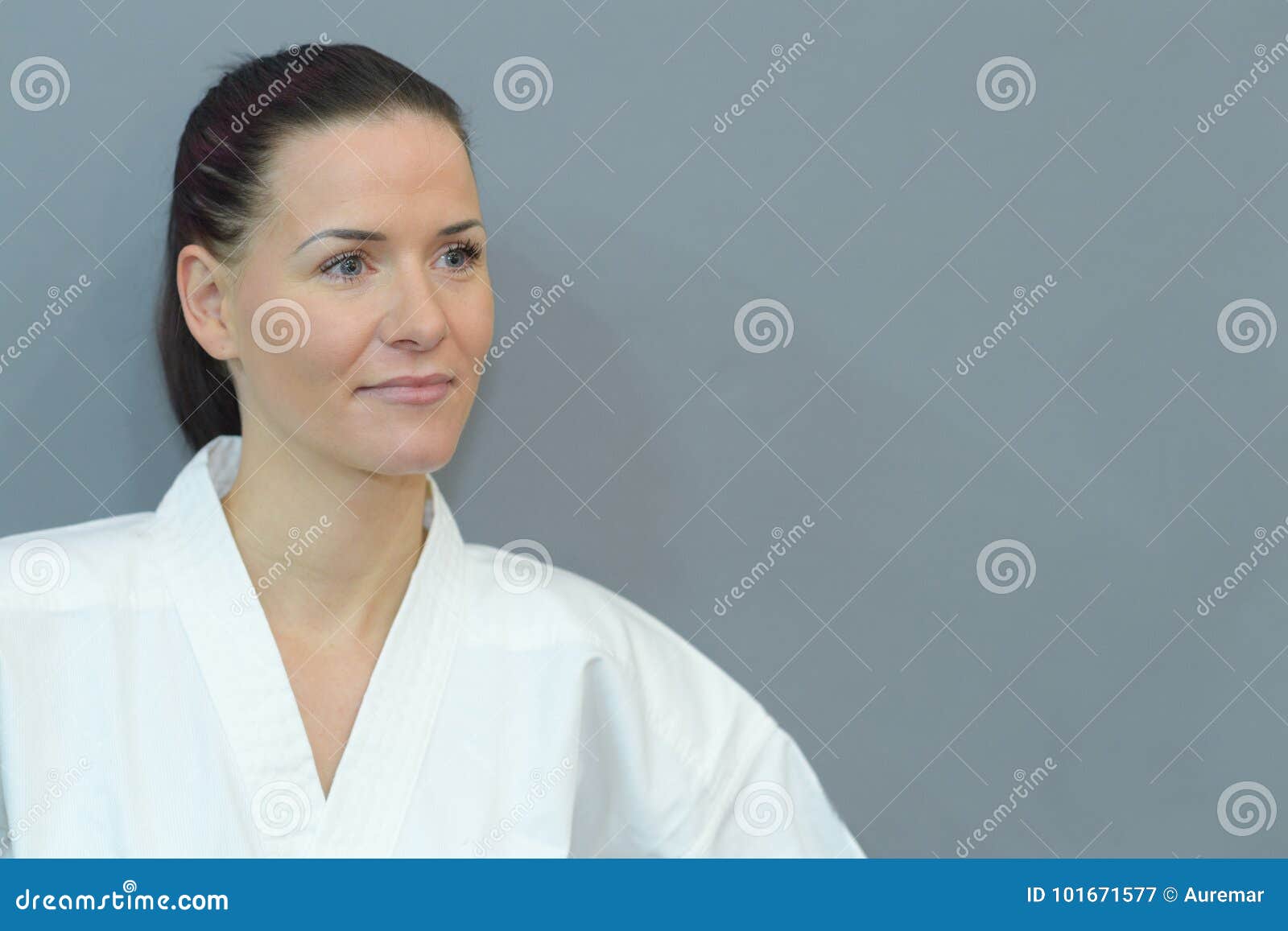 Portrait Fighter Performing Karate Female Stock Image - Image of karate ...