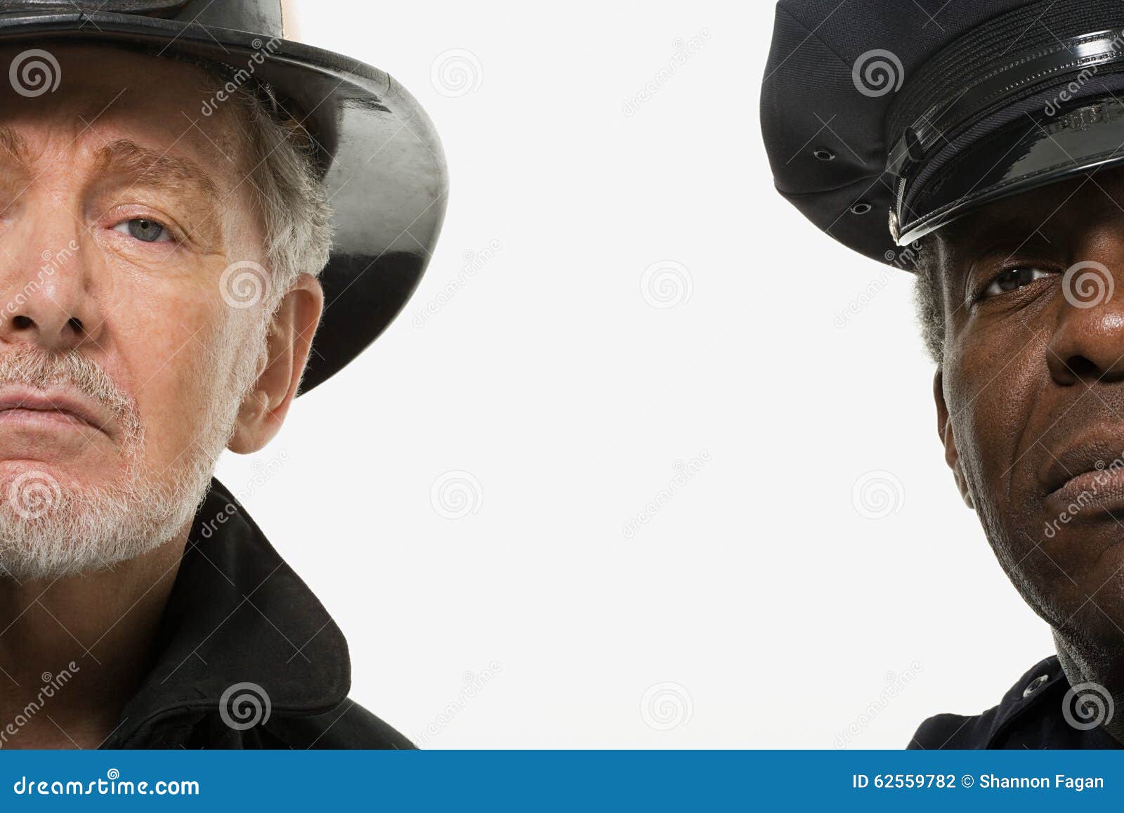 Portrait of a Firefighter and a Police Officer Stock Photo - Image of ...