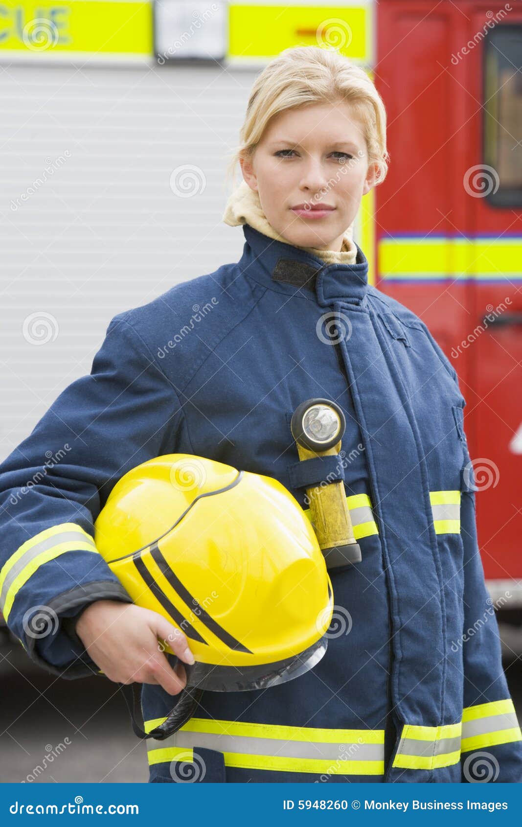 Portrait of a Firefighter Standing Stock Photo - Image of emergencies ...