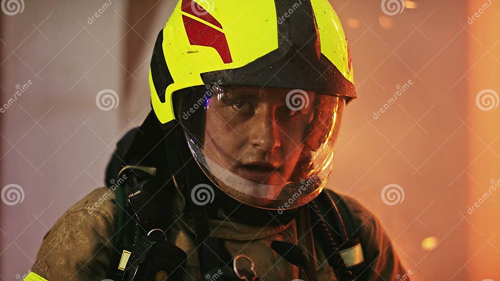 Portrait of the Fireman in Full Uniform Stock Image - Image of ...
