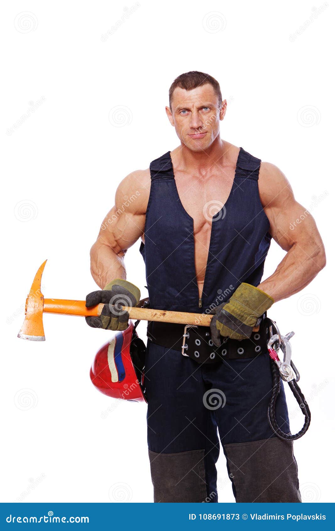 Portrait of Fireman on Duty Stock Image - Image of danger, costume ...