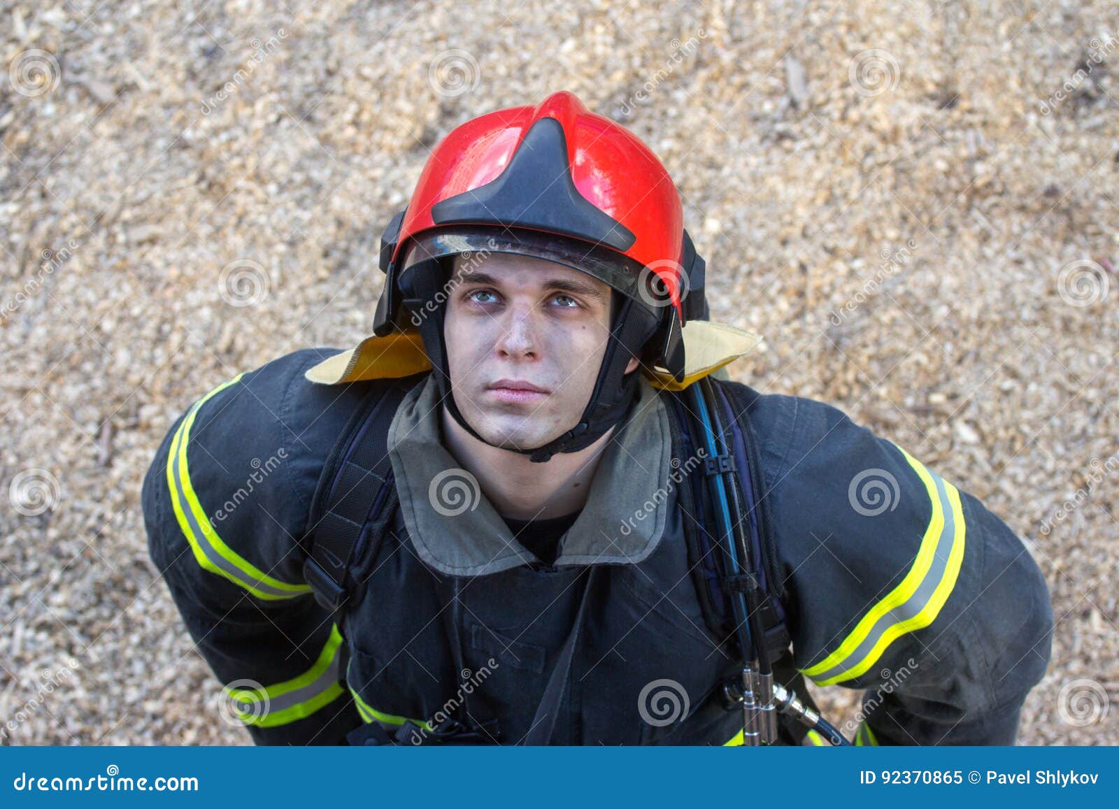 Portrait of a Fireman on the Stage Stock Image - Image of scruff, flame ...