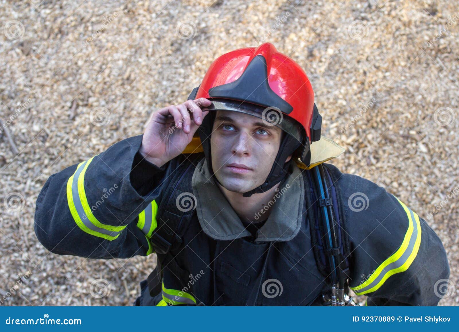Portrait of a Fireman on the Stage Stock Image - Image of looking ...