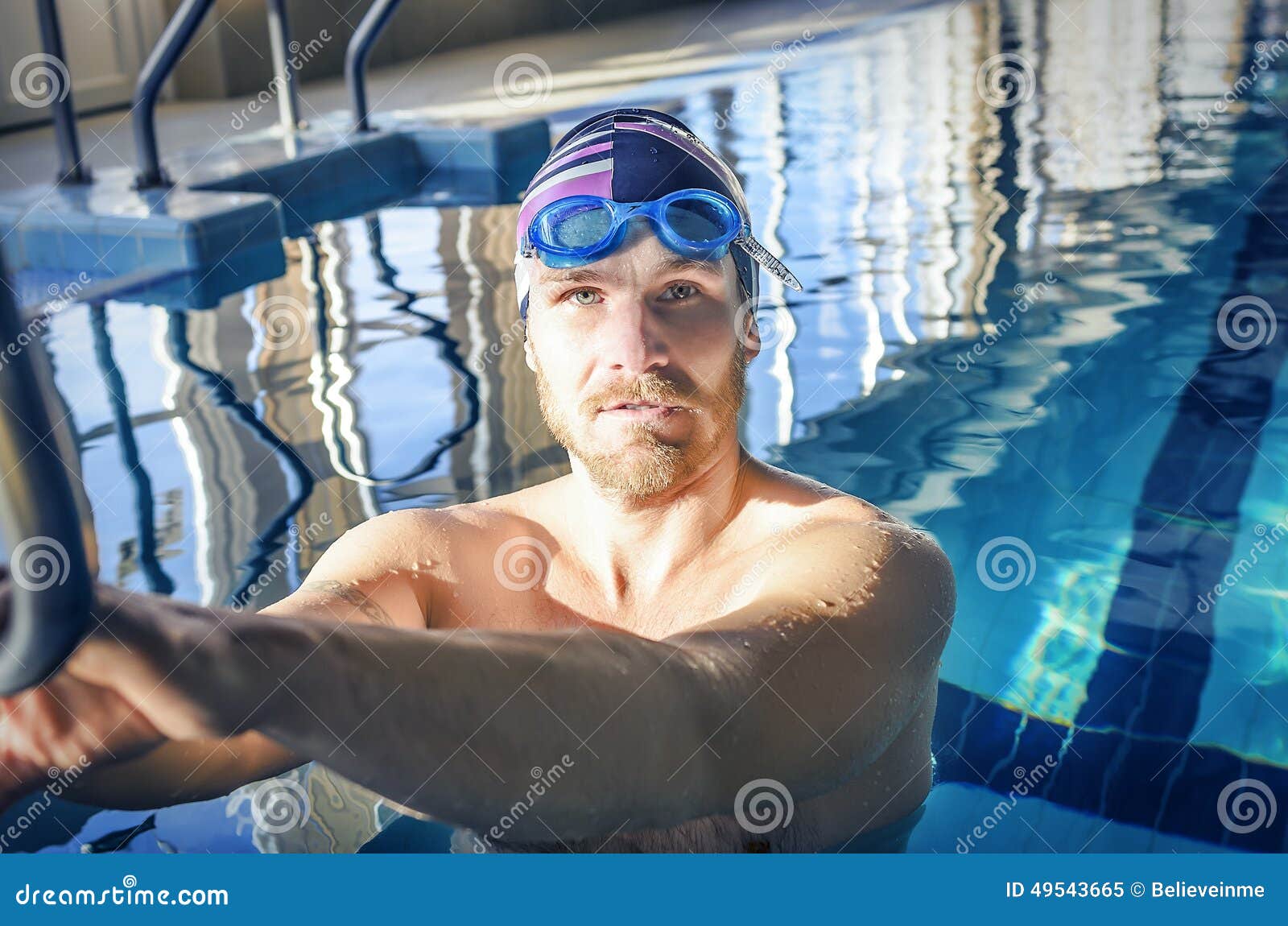 Portrait of a fit swimmer stock image. Image of pool - 49543665