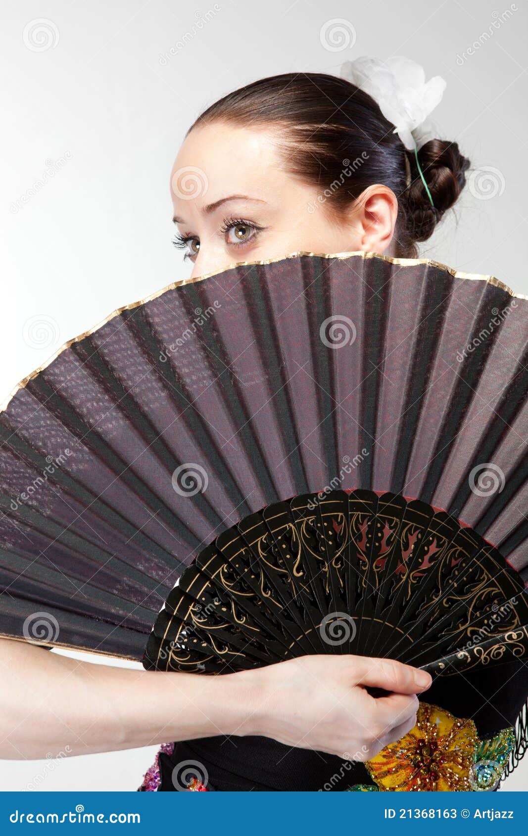 Portrait of Flamenco Dancer with Fan Stock Image - Image of ballet ...