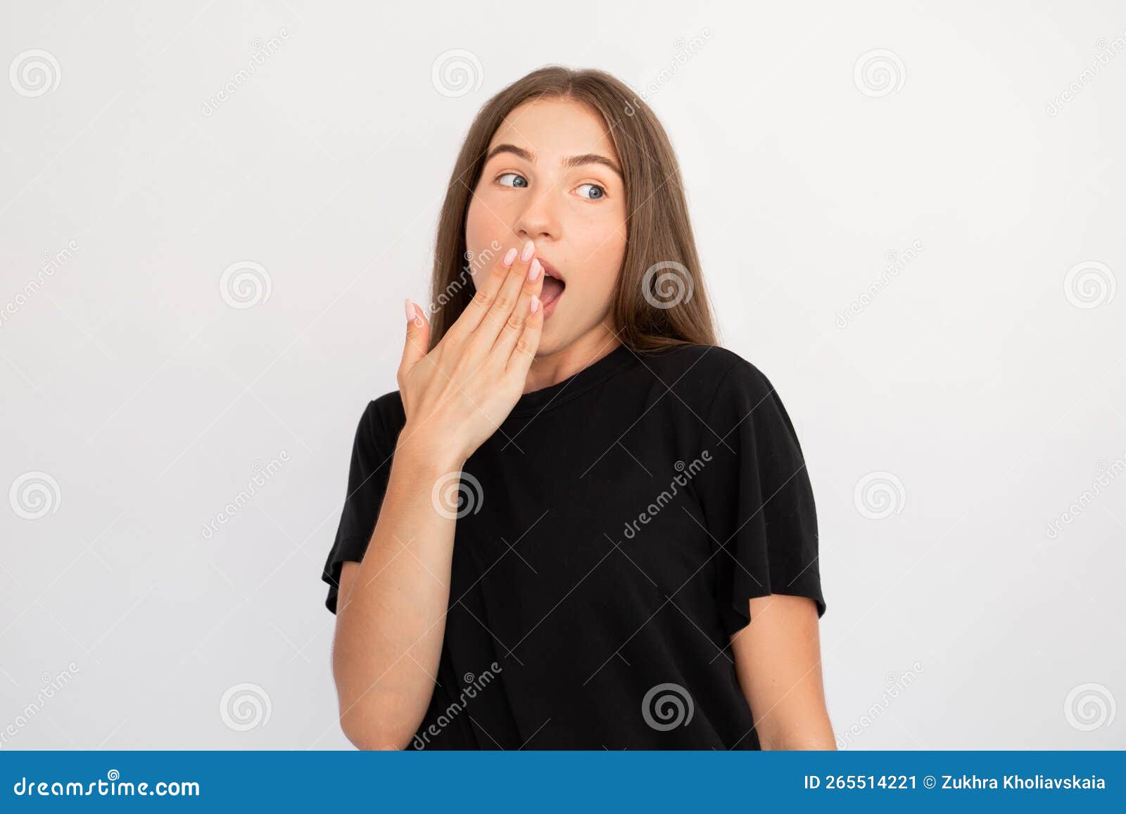 Portrait of Flirty Young Woman Covering Mouth with Hand Stock Image ... Portrait of Flirty Young Woman Covering Mouth with Hand Stock Image ...
