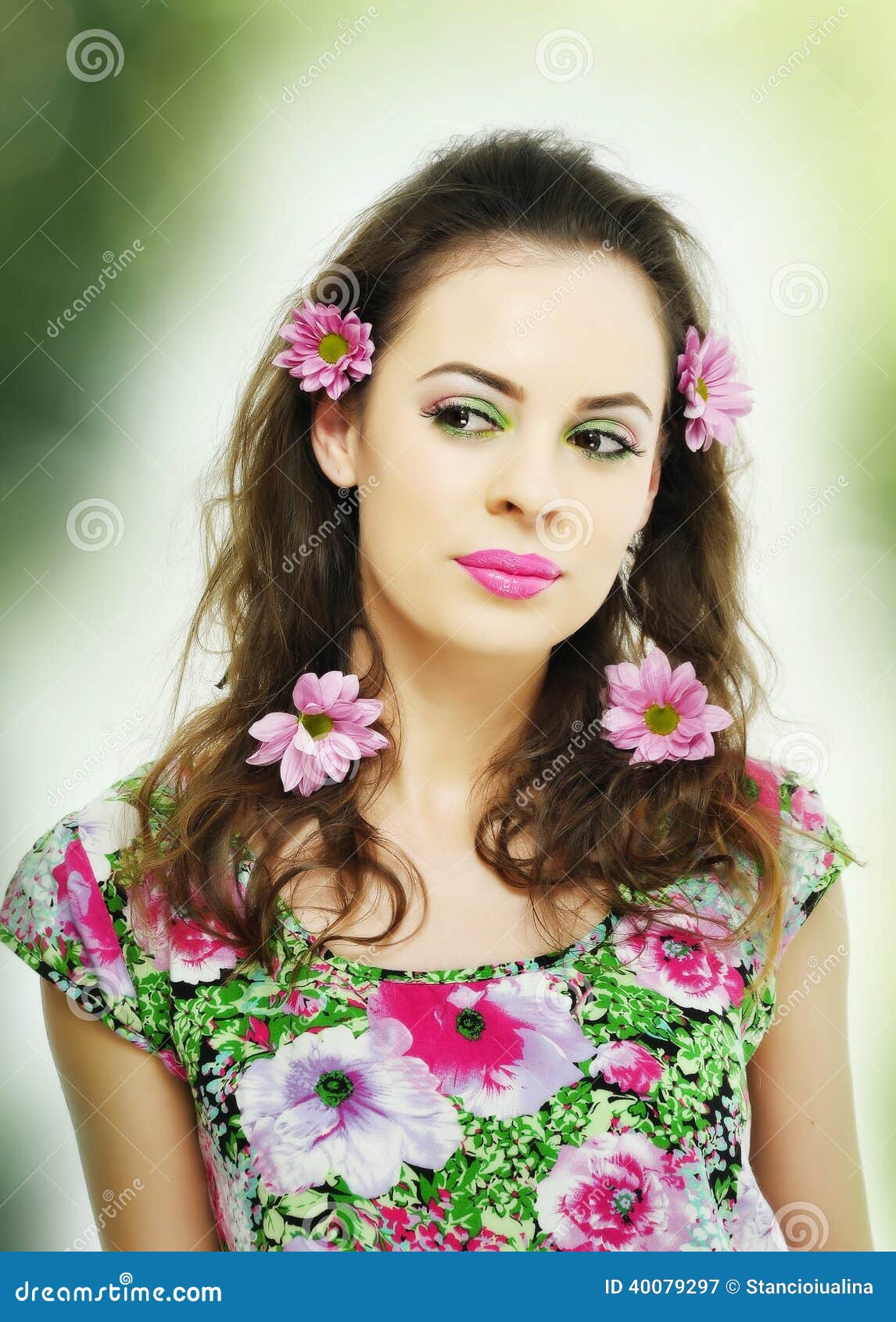 Portrait with flowers stock image. Image of portrait - 40079297
