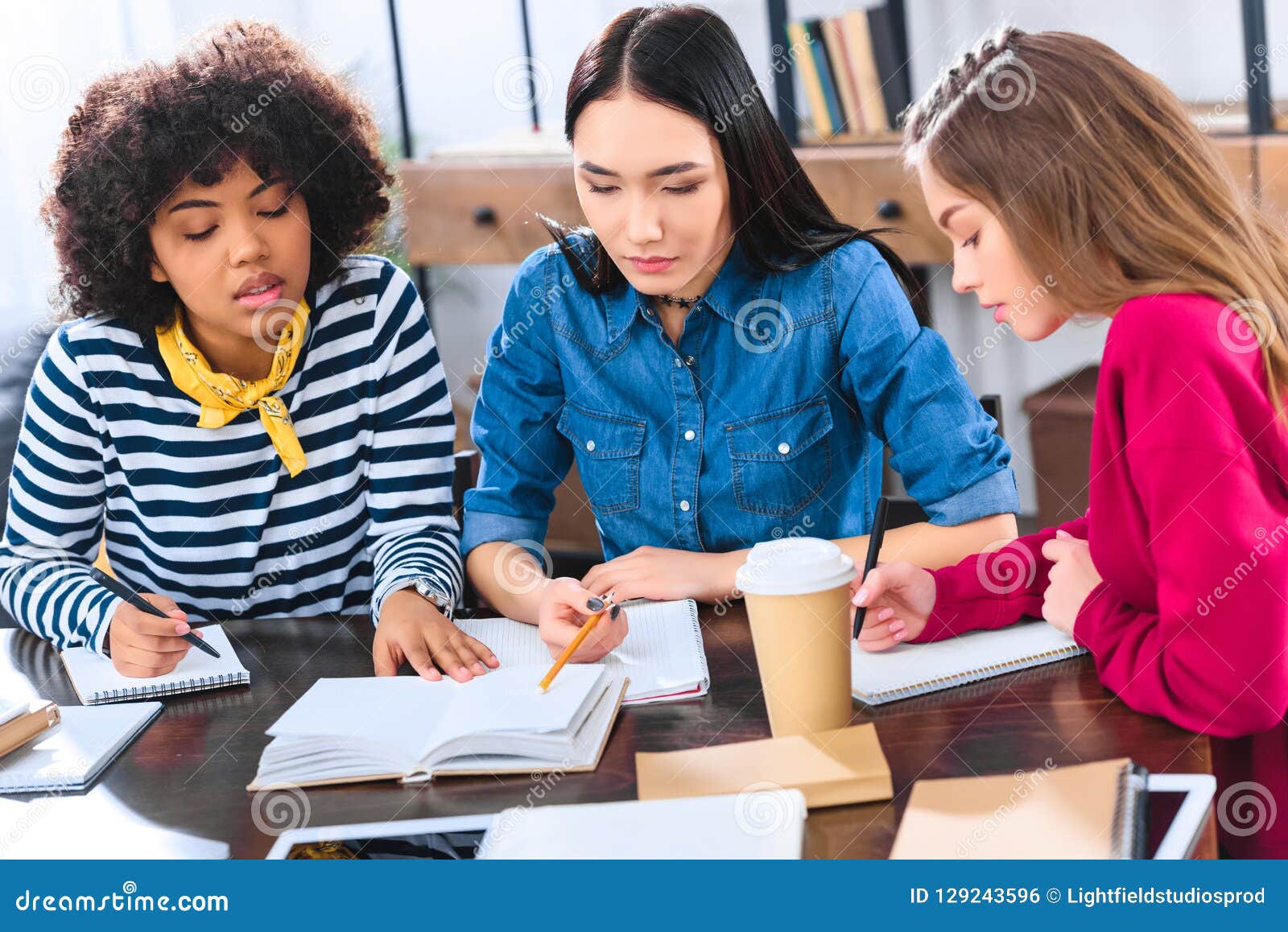 Portrait of Focused Multiracial Students Doing Stock Photo - Image of ...