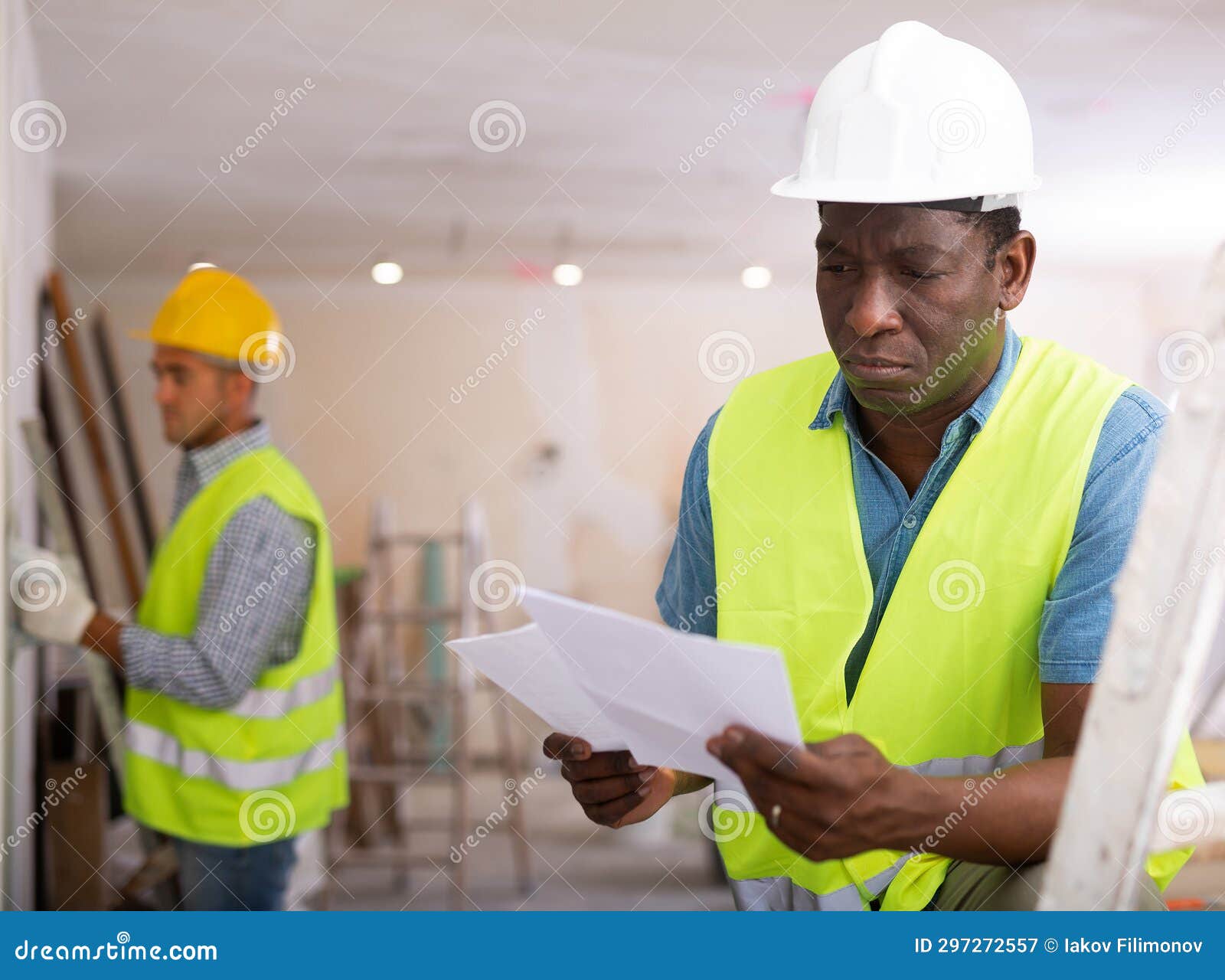 Portrait of Foreman with Documents in Construction Site Stock Image ...