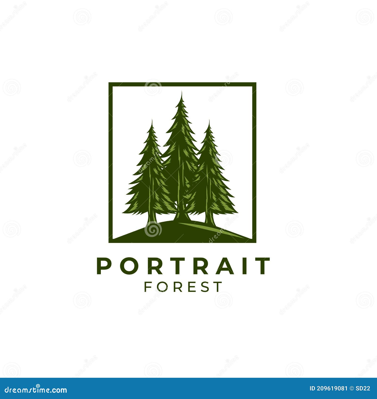 Portrait Forest Logo Line Art Vector Illustration Design Stock Vector ...