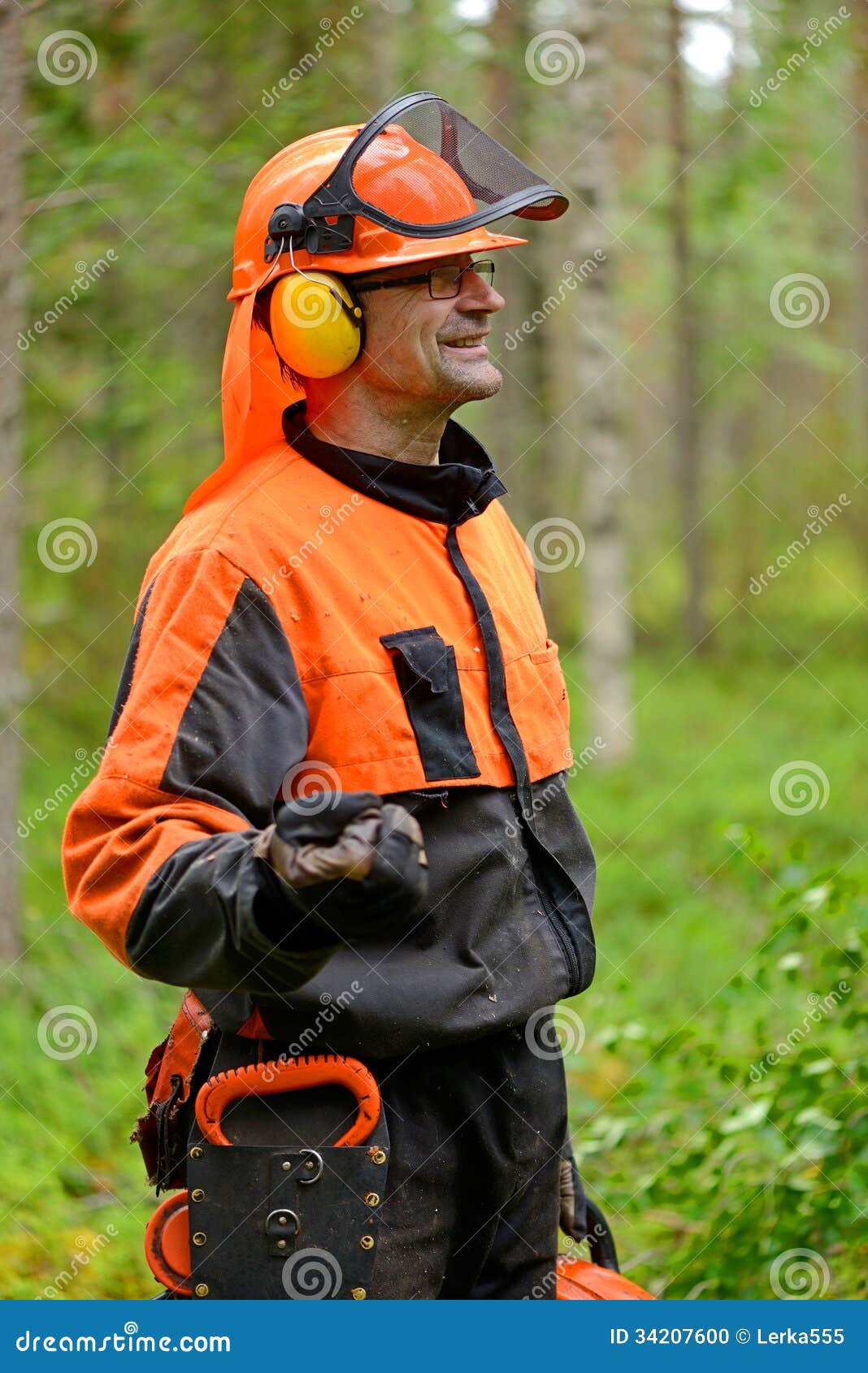 Portrait of a Forester in the Forest Stock Photo - Image of lumber ...