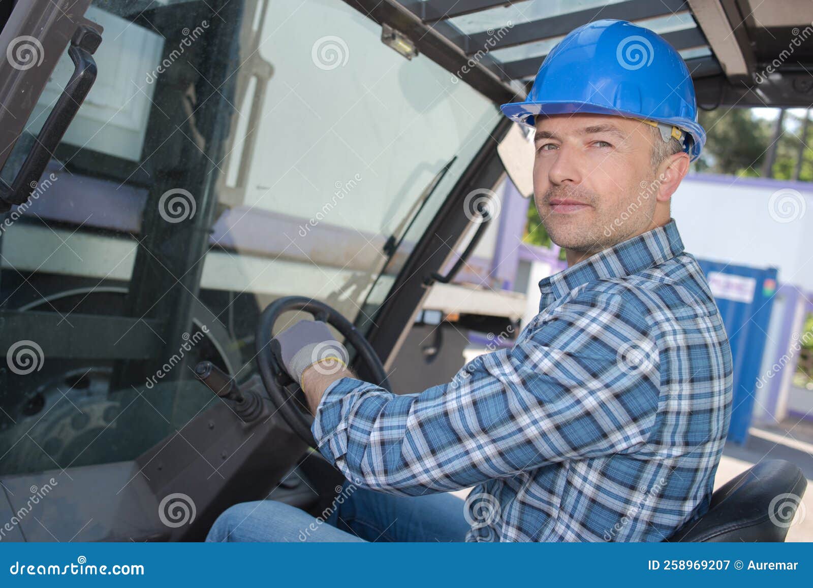 Portrait forklift driver stock image. Image of move - 258969207
