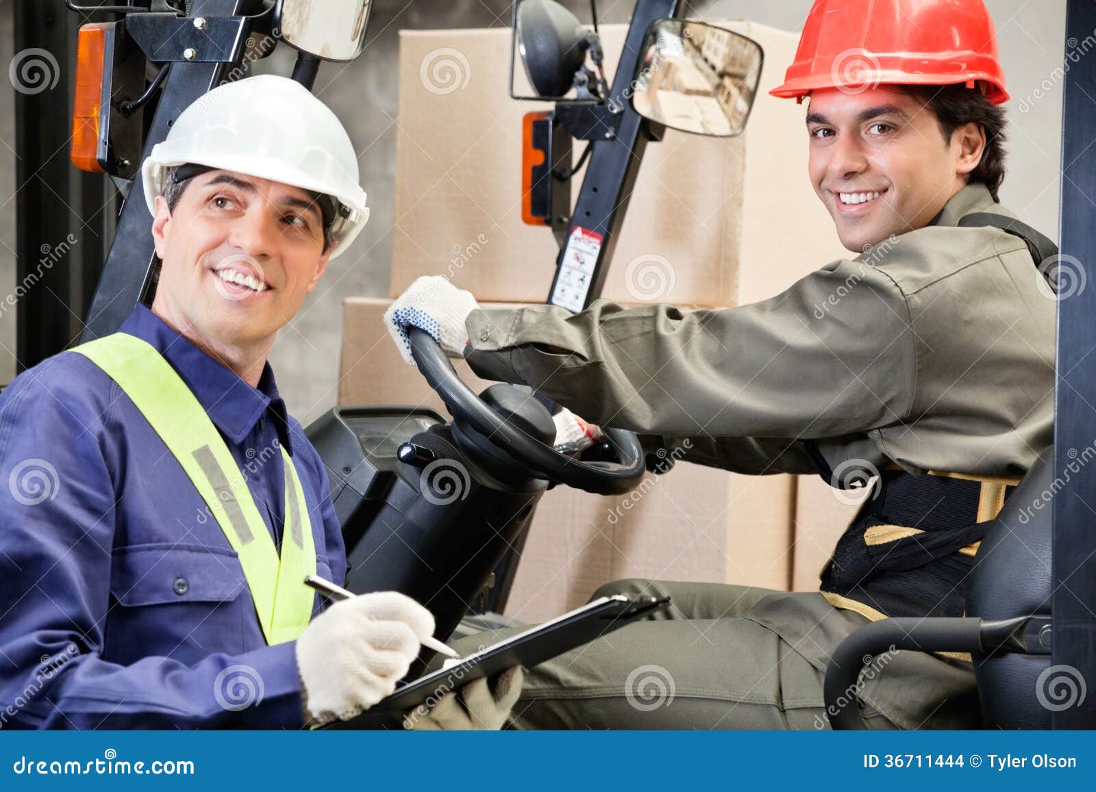 Portrait of Forklift Driver with Supervisor Stock Photo - Image of ...