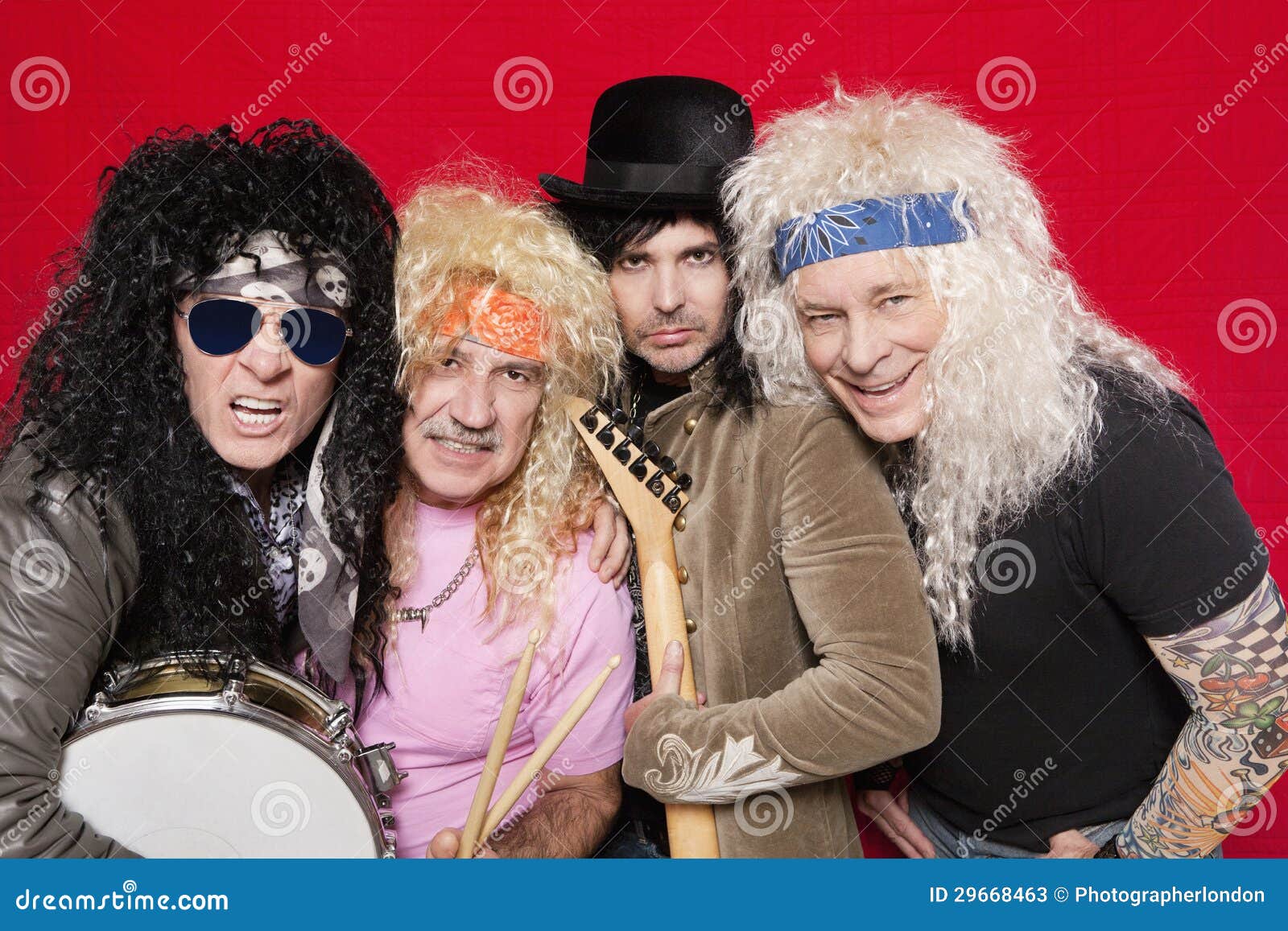 Portrait of Four Hippie Musicians Stock Image - Image of guitarist ...