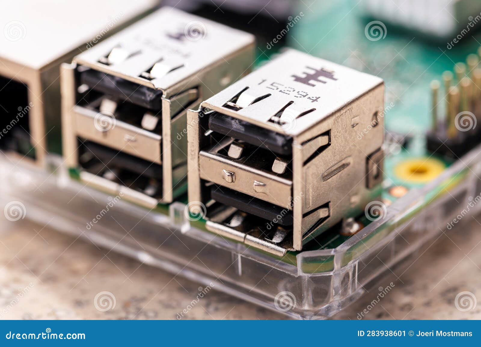 A Portrait of Four USB a Ports on a PCB or Circuit Board, Ready To Be ...