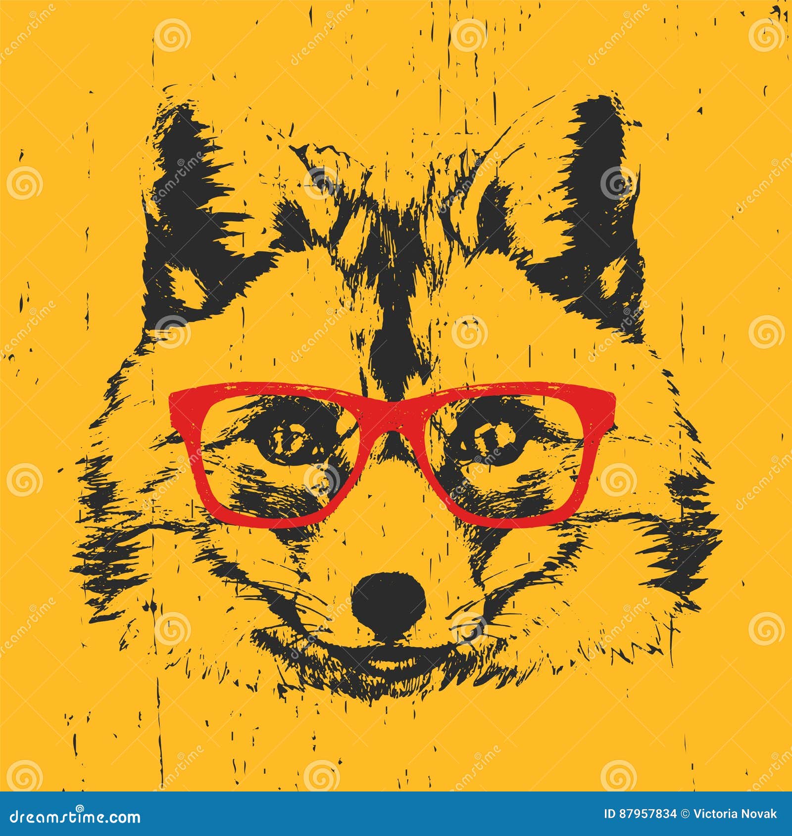 Portrait of Fox with Glasses. Stock Vector - Illustration of beauty ...
