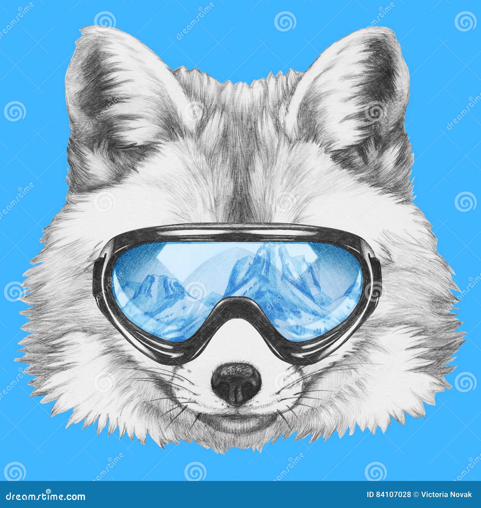 Portrait of Fox with Ski Goggles. Stock Illustration - Illustration of ...