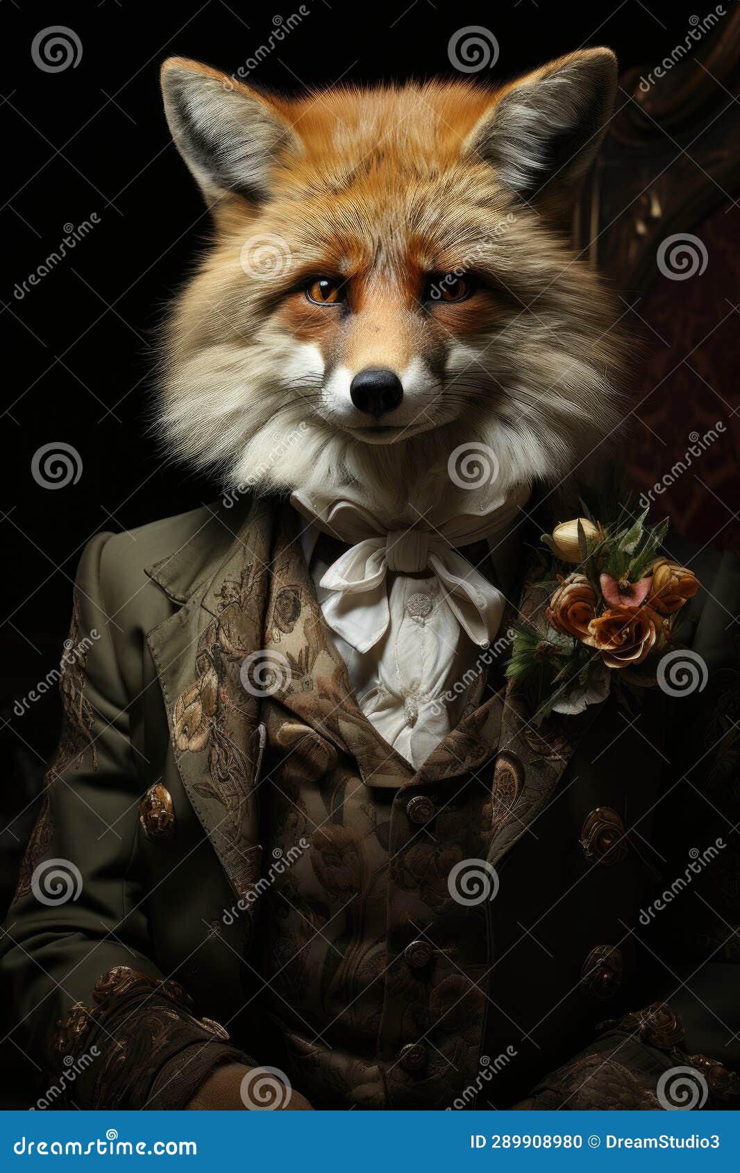 Portrait of a Fox in a Suit. Stock Illustration - Illustration of ...