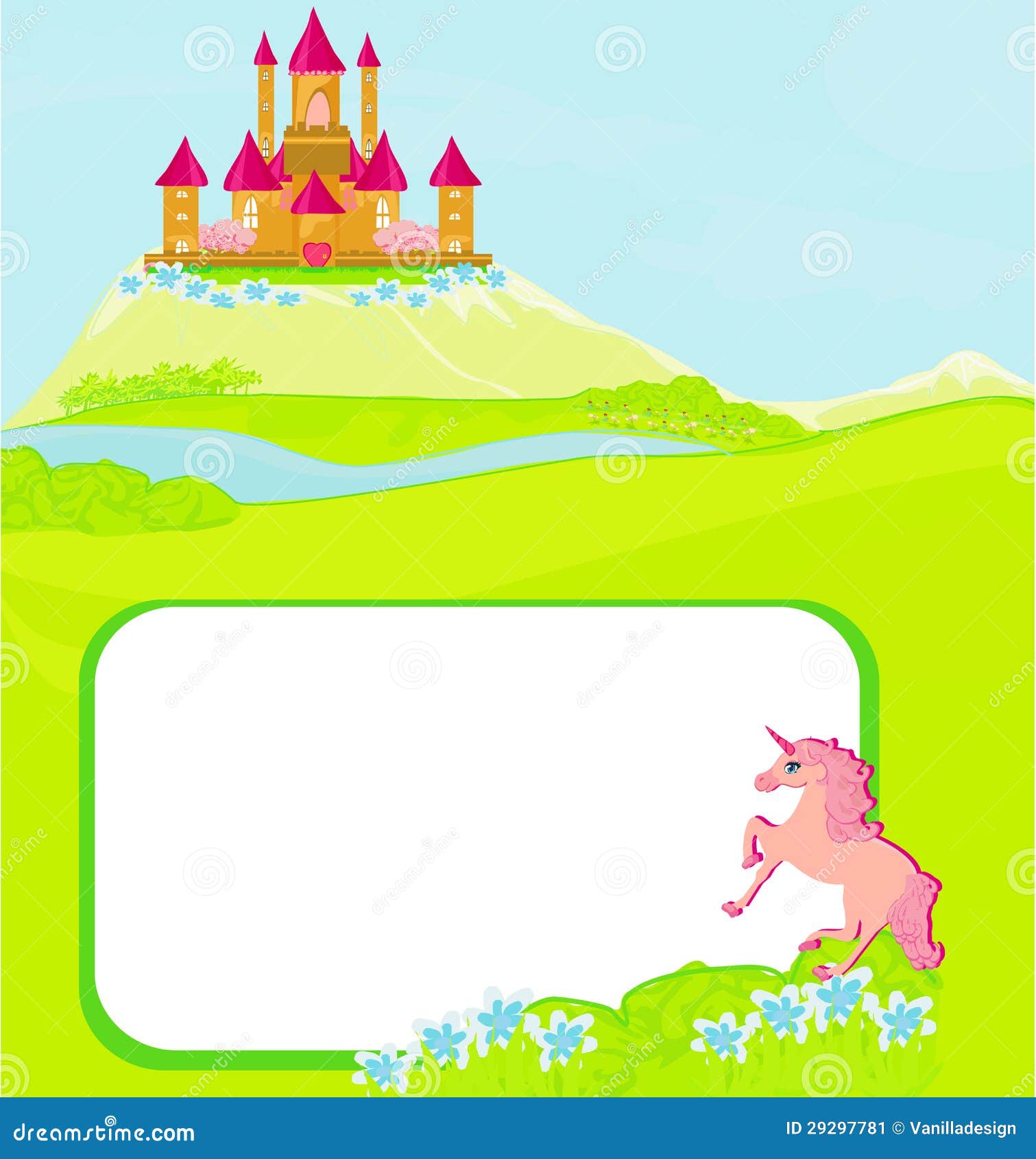 Portrait Frame with Fairy Tale Castle Stock Vector - Illustration of ...