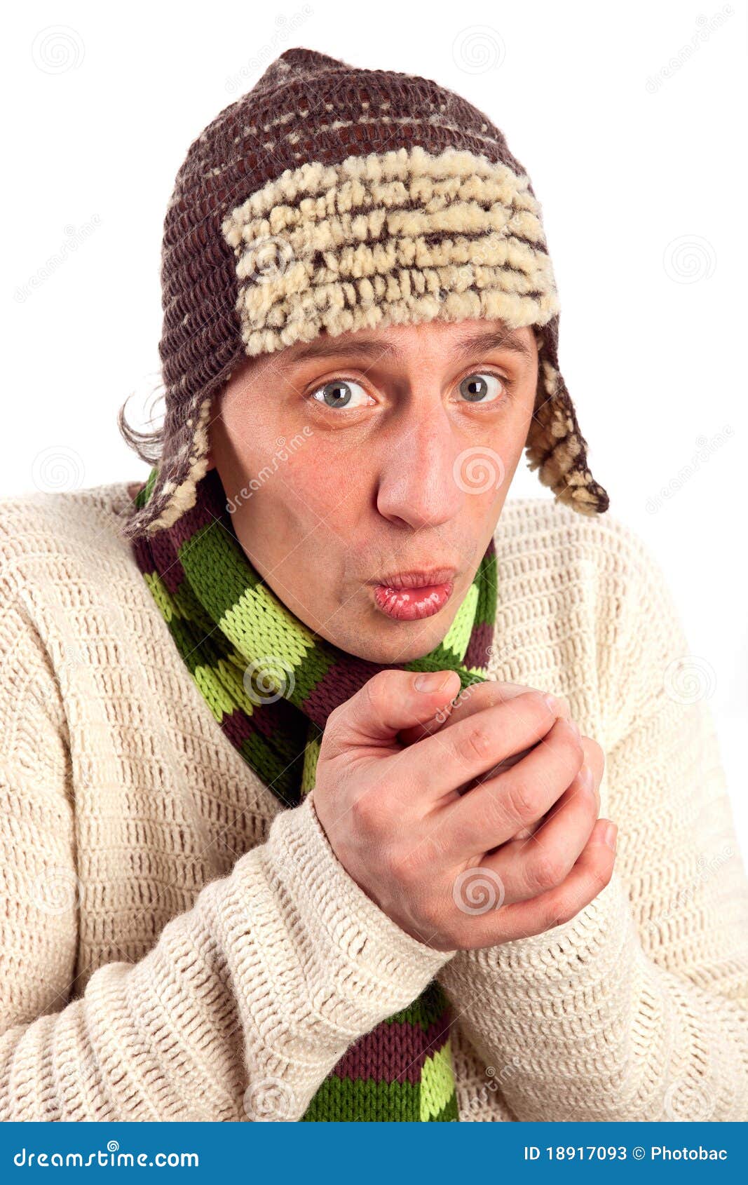Portrait of Freezing Young Man Stock Image - Image of fashion ...
