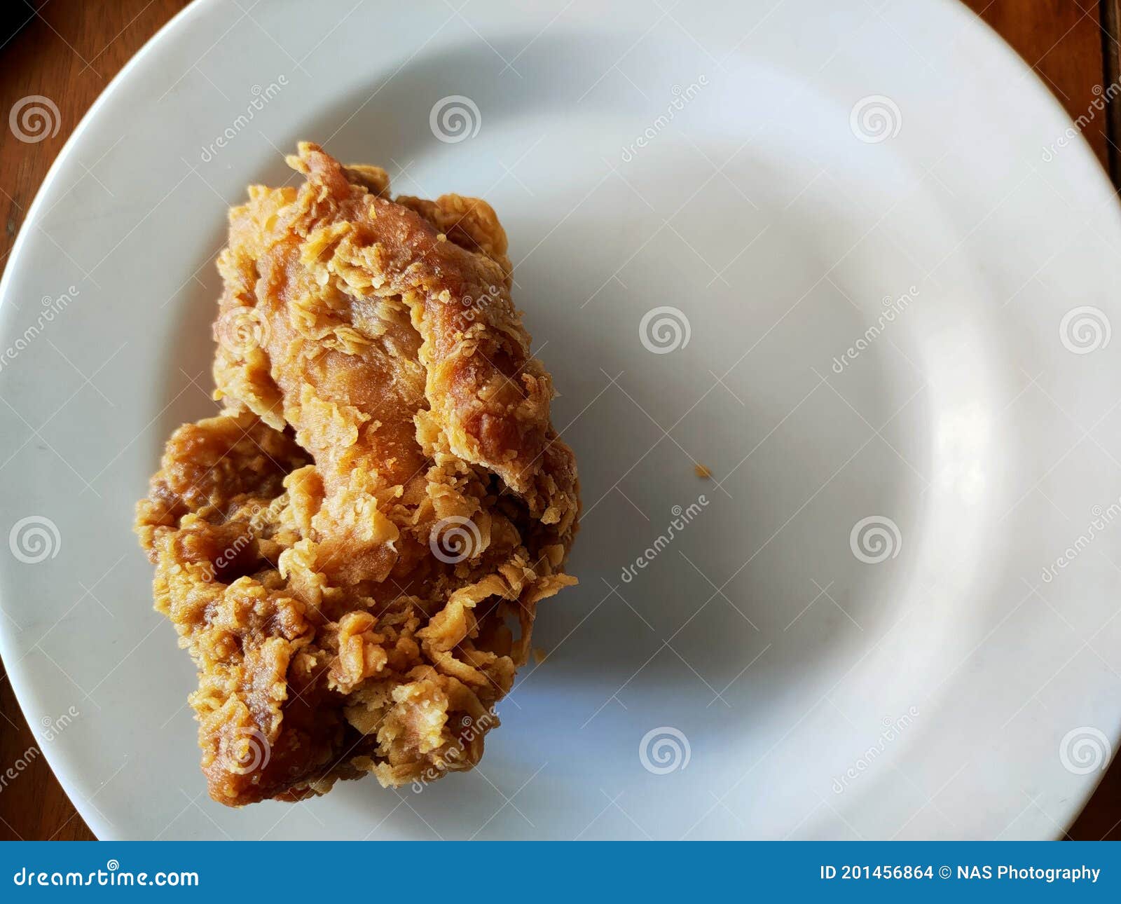 Portrait of Fried Chicken on a White Plate Stock Photo - Image of bread ...