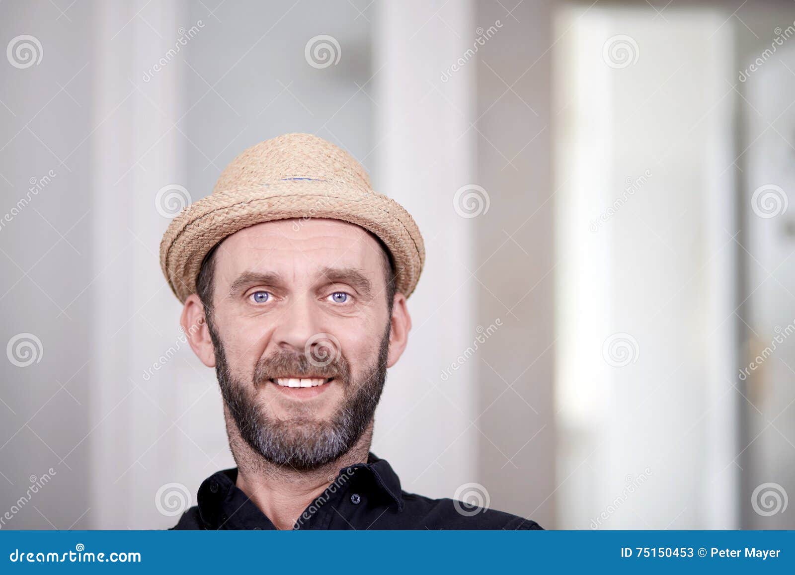 Portrait of Friendly Looking Hipster with Stray Hat Stock Image - Image ...